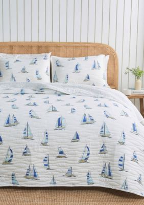 Premium Comforts Navy Sailboat Nautical Quilt Set | belk