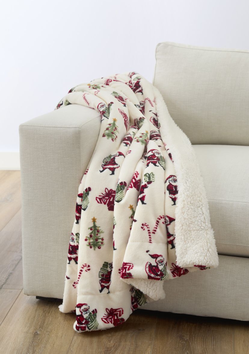 Joyland Santa Printed Sherpa Throw Blanket | Belk