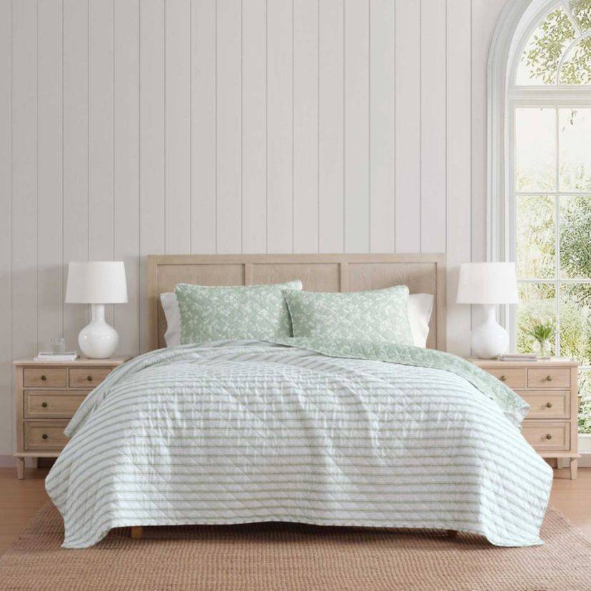 Martha Stewart French Bird Floral Cotton Quilt Set | Belk