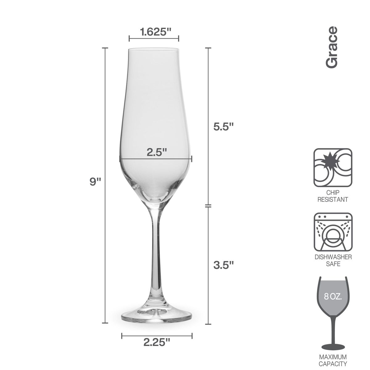 Mikasa Mikasa Grace Set of 4 Champagne Flutes, 8-Ounce, Clear | Belk