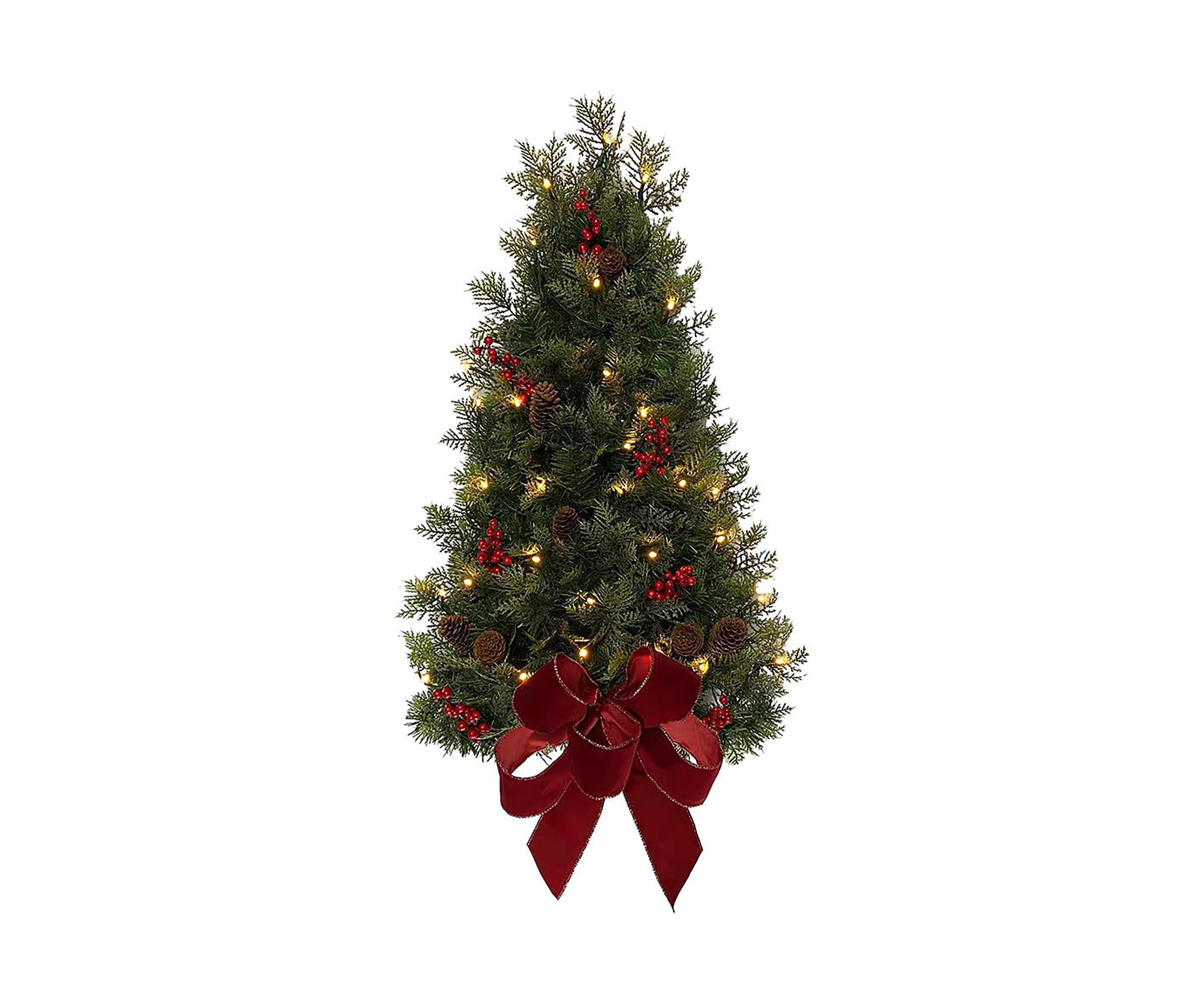 Kurt S. Adler 26-Inch Battery-Operated Pre-Lit Wall Tree With Red Bow ...