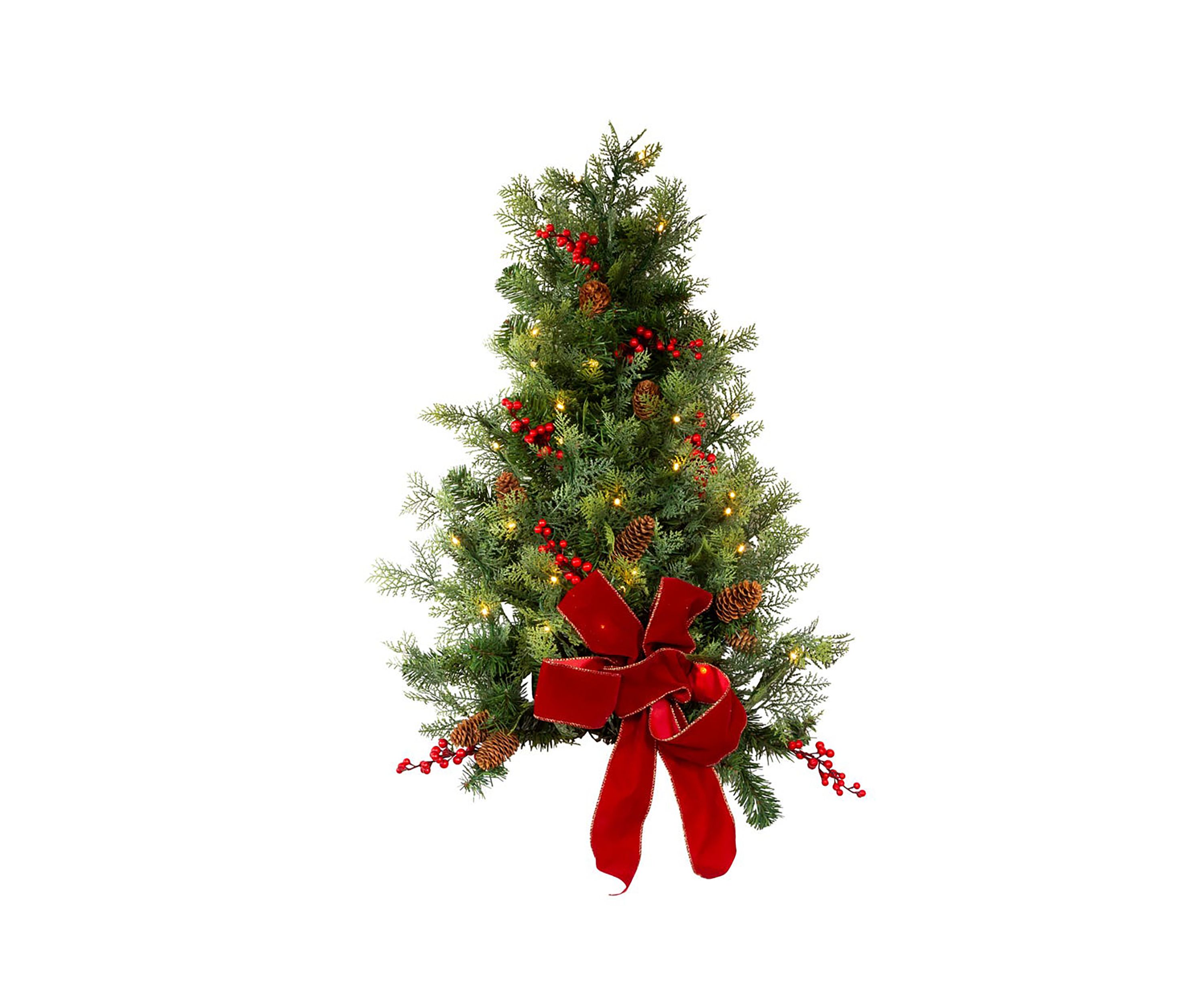 Kurt S. Adler 26-Inch Battery-Operated Pre-Lit Wall Tree With Red Bow ...