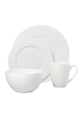 Home Essentials White Diamond Basketweave 16 Piece Dinnerware Set | belk