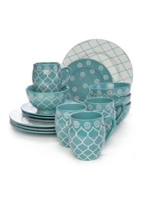 Baum Brothers Moroccan Turquoise 16-Piece Dinnerware Set | belk