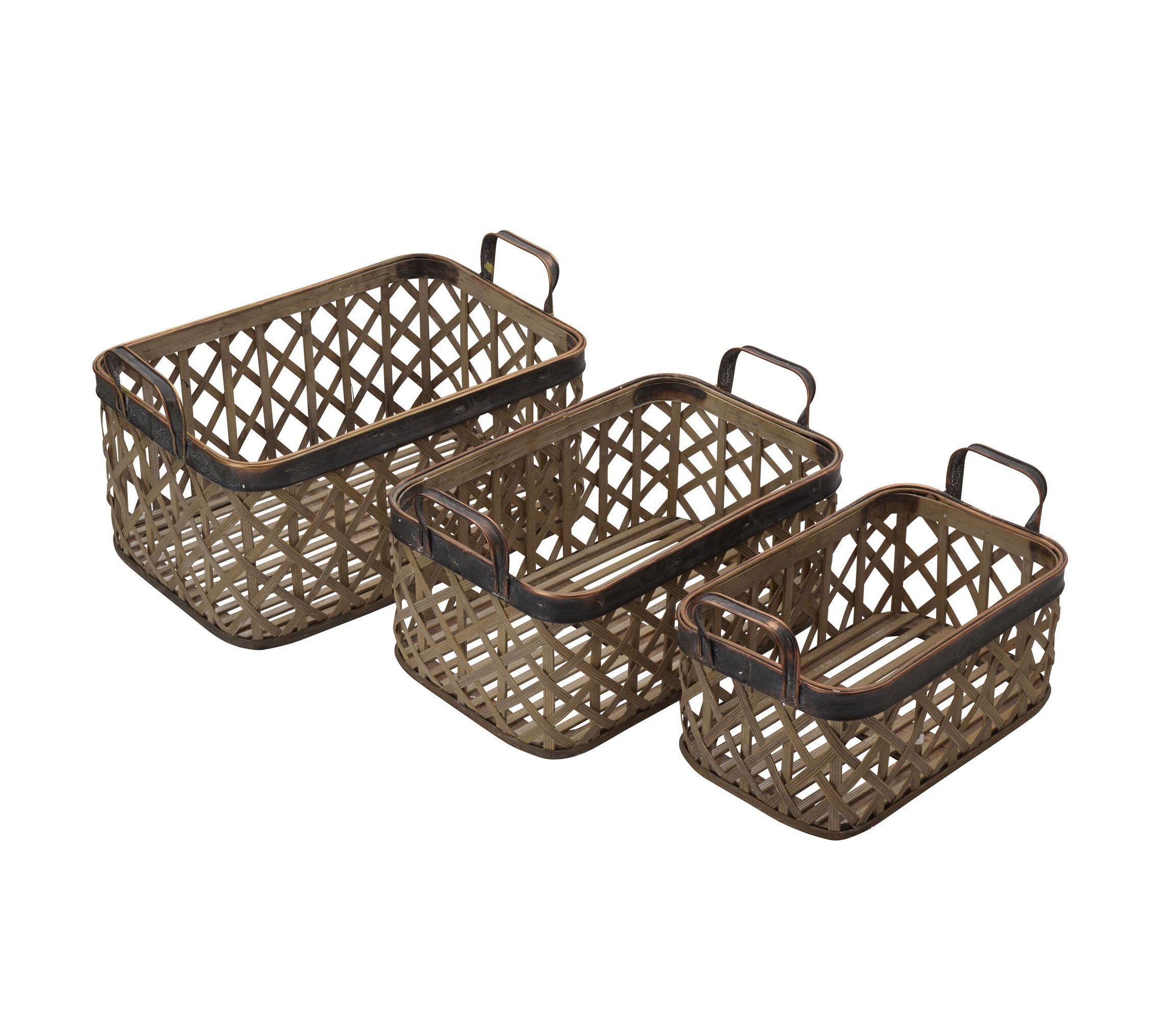Elements Set of 3 17 x 9-in Bamboo Criss Cross Baskets | Belk