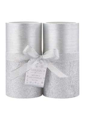 Bazaar Silver Glitter Flameless Candles - Set of 2 | belk