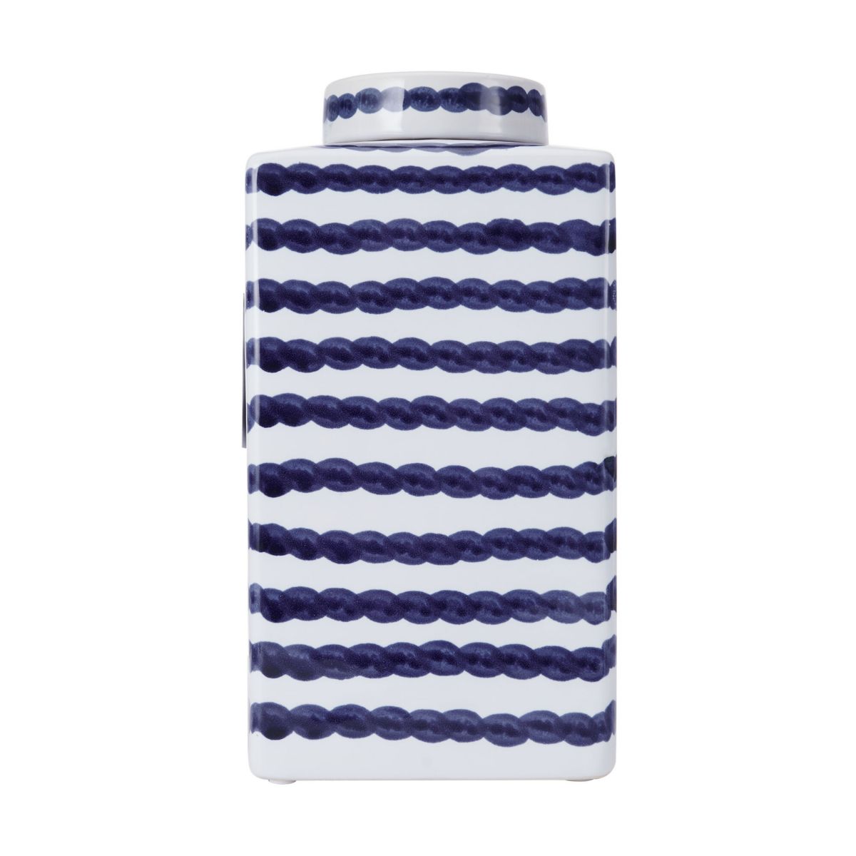Mikasa 11-in Blue/White Paint Stroke Square Ceramic Ginger Jar | Belk