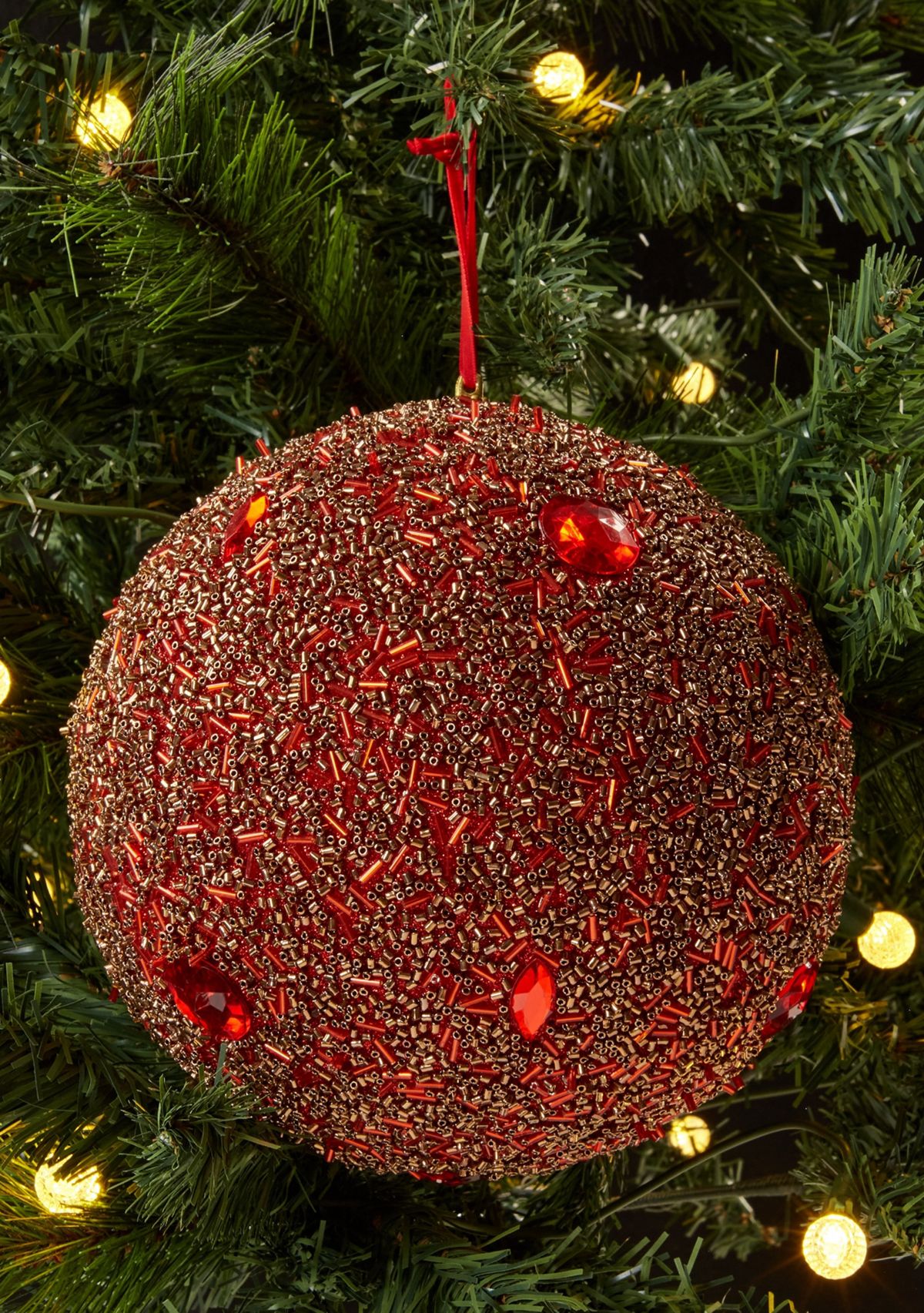 Biltmore® Red Oversized Beaded Ball Ornament | Belk