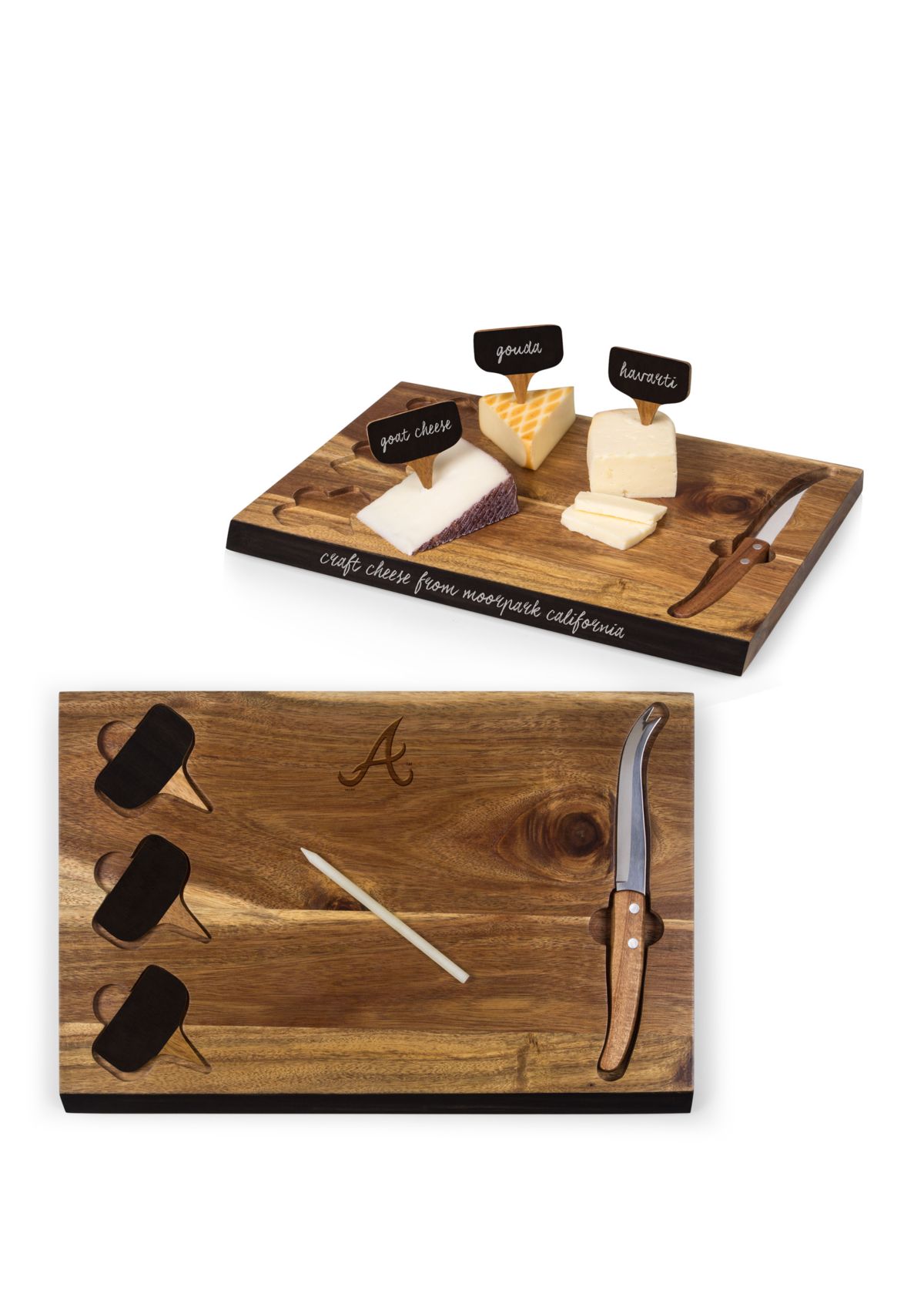 Toscana MLB Atlanta Braves Delio Acacia Cheese Cutting Board & Tools ...