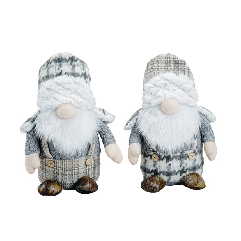 Santa's Workshop Inc 11 inch Gray Plaid Gnomes, Set of 2 | Belk
