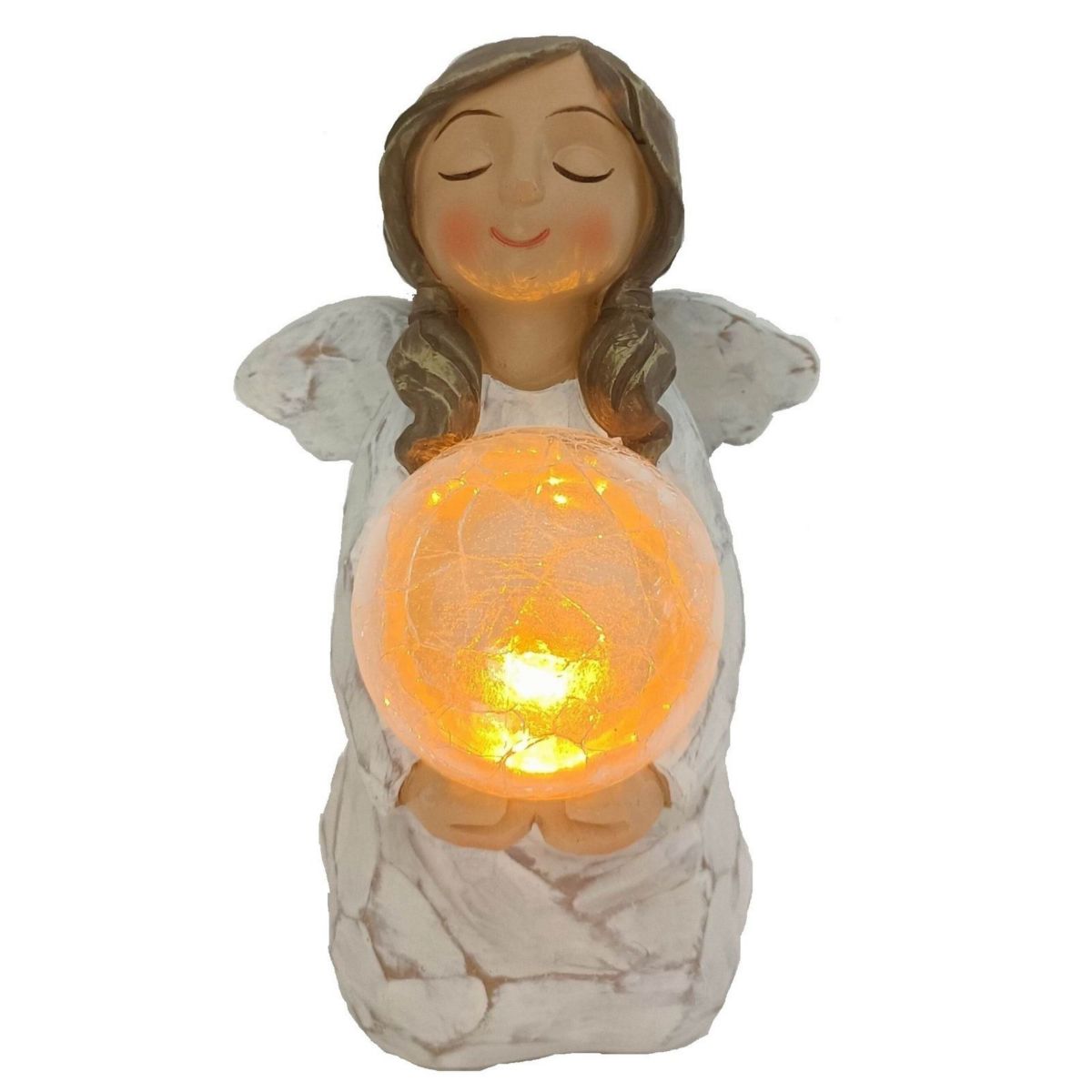 Santa's Workshop Inc 7" Resin Solar Angel with Crackle Ball | Belk