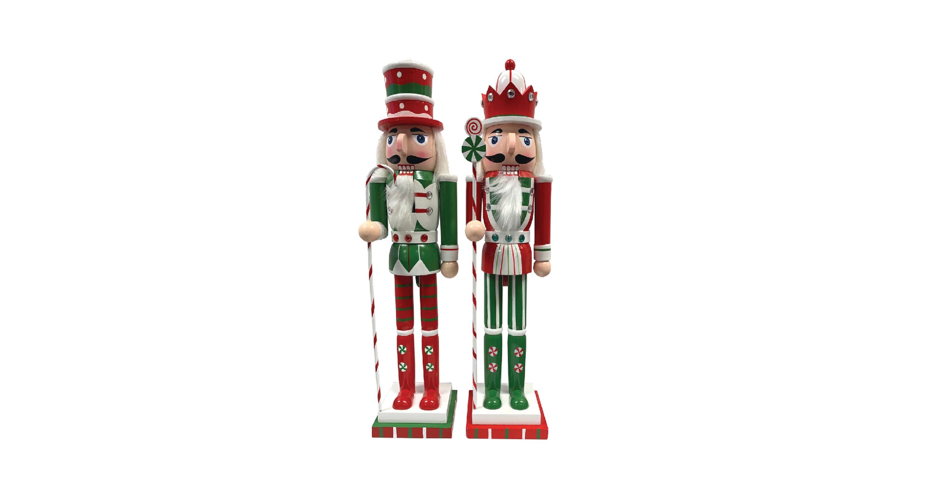Santa's Workshop Inc 14 inch Red and Green Peppermint Nutcrackers, Set ...