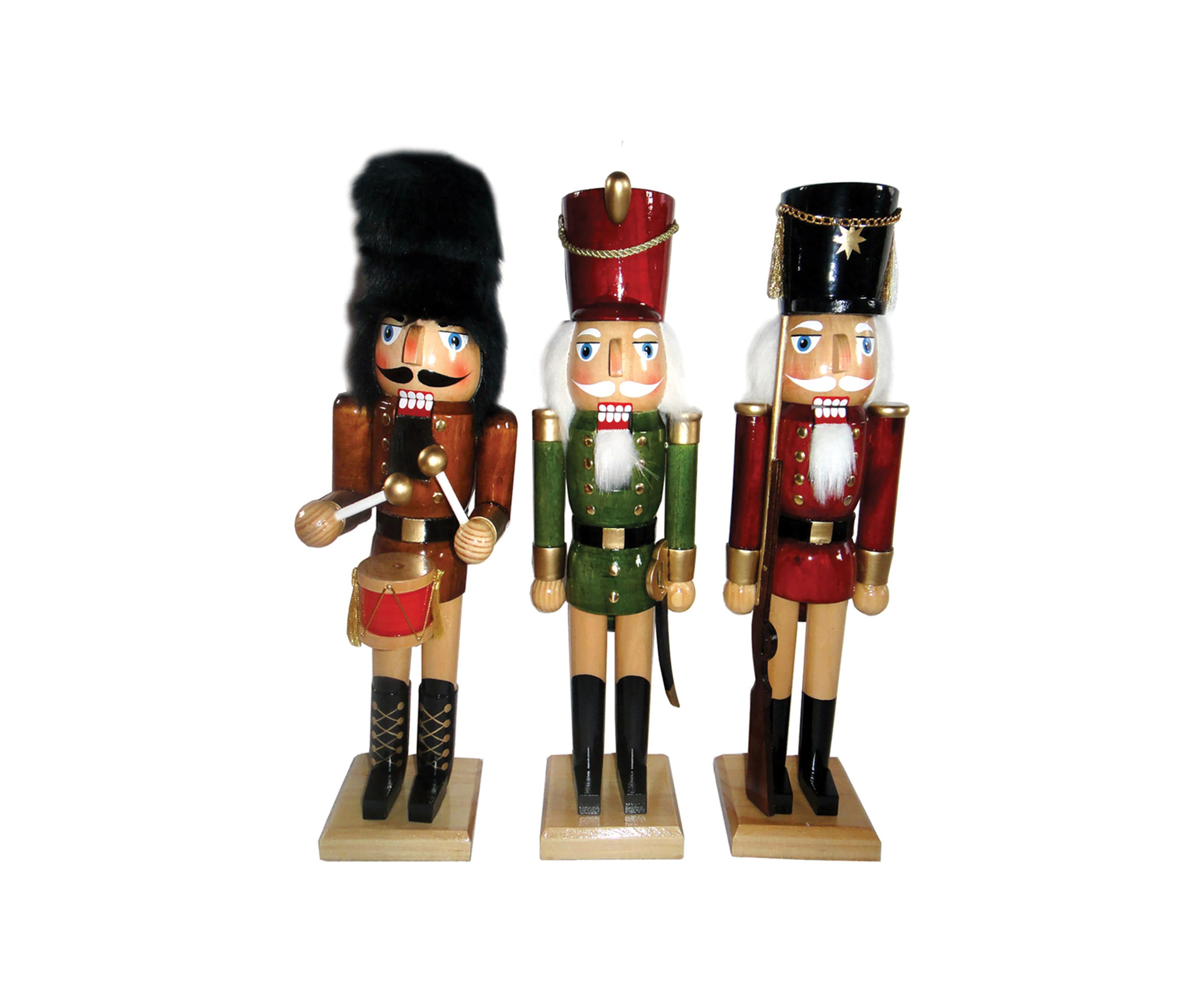Santa's Workshop Inc 14 Inch Set of 3 Natural Wood Nutcrackers | Belk