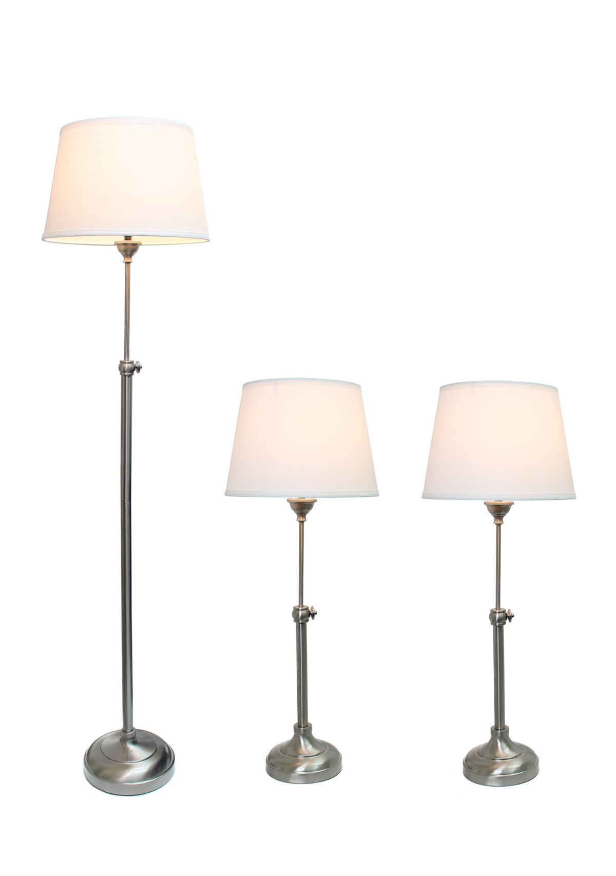 Elegant Designs Brushed Nickel Adjustable 3 Pack Lamp Set (2 Table ...