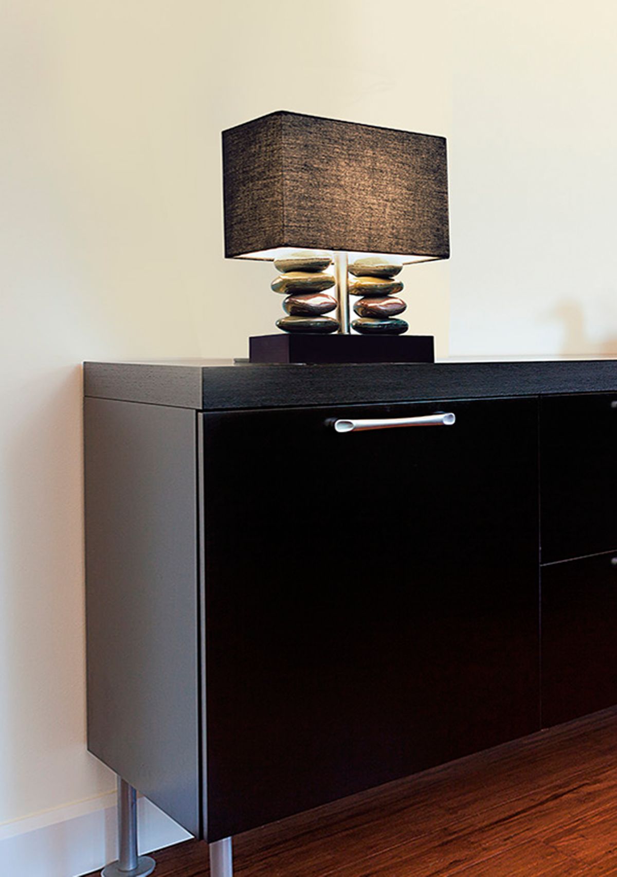 Elegant Designs Rectangular Dual Stacked Stone Ceramic Table Lamp with ...