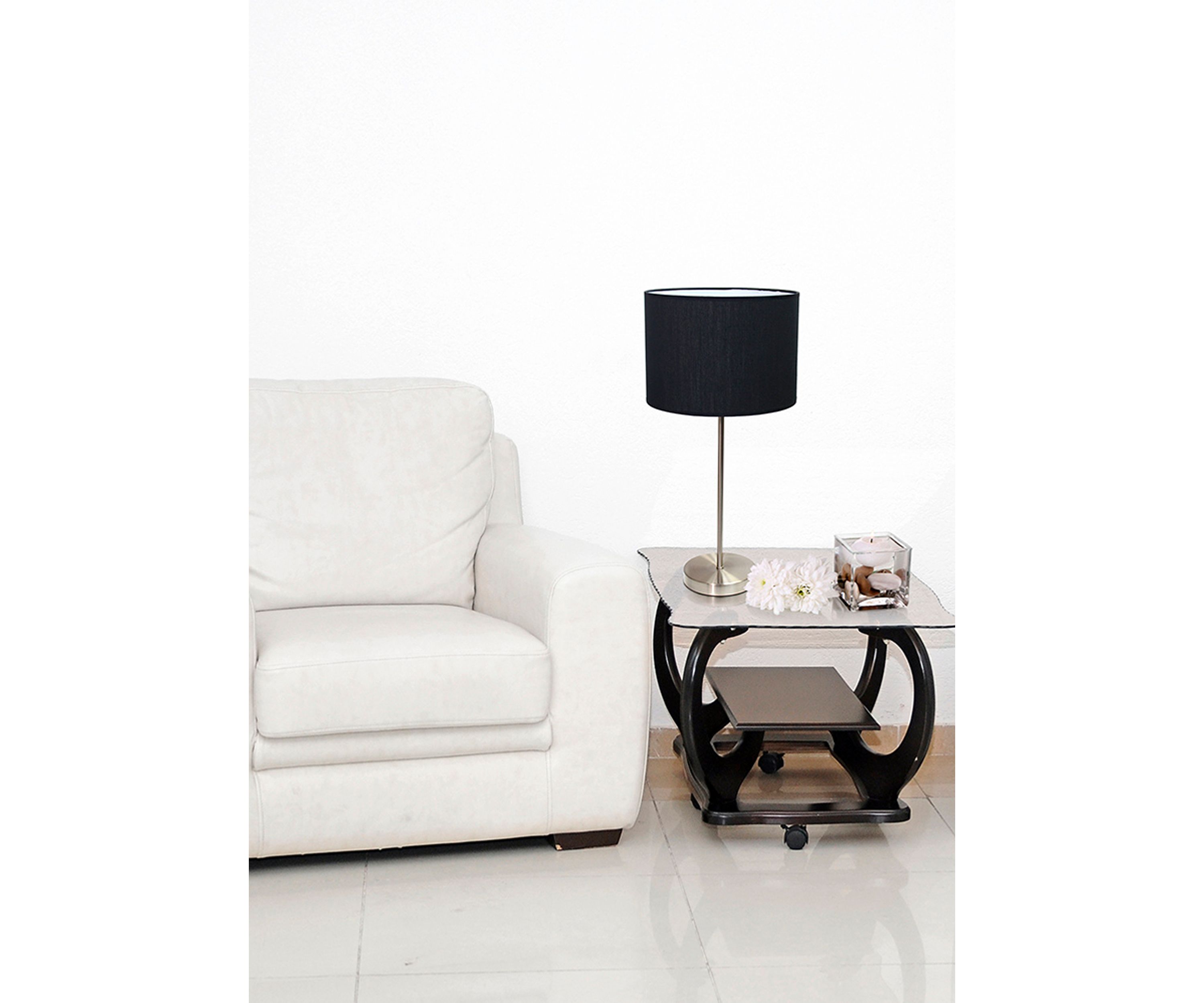 Simple Designs Brushed Nickel Stick Lamp with Fabric Shade | Belk