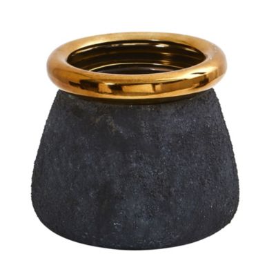 Nearly Natural 10-Inch Stone Planter with Bronze Rim | belk