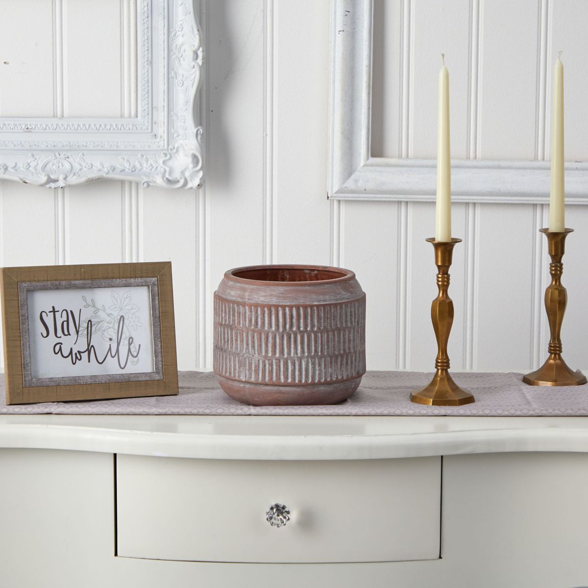 Nearly Natural 8-Inch Boho Chic Ceramic Embossed Planter | Belk