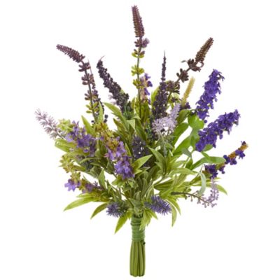 Nearly Natural 15-Inch Lavender Artificial Flower Bouquet (Set of 3) | Belk