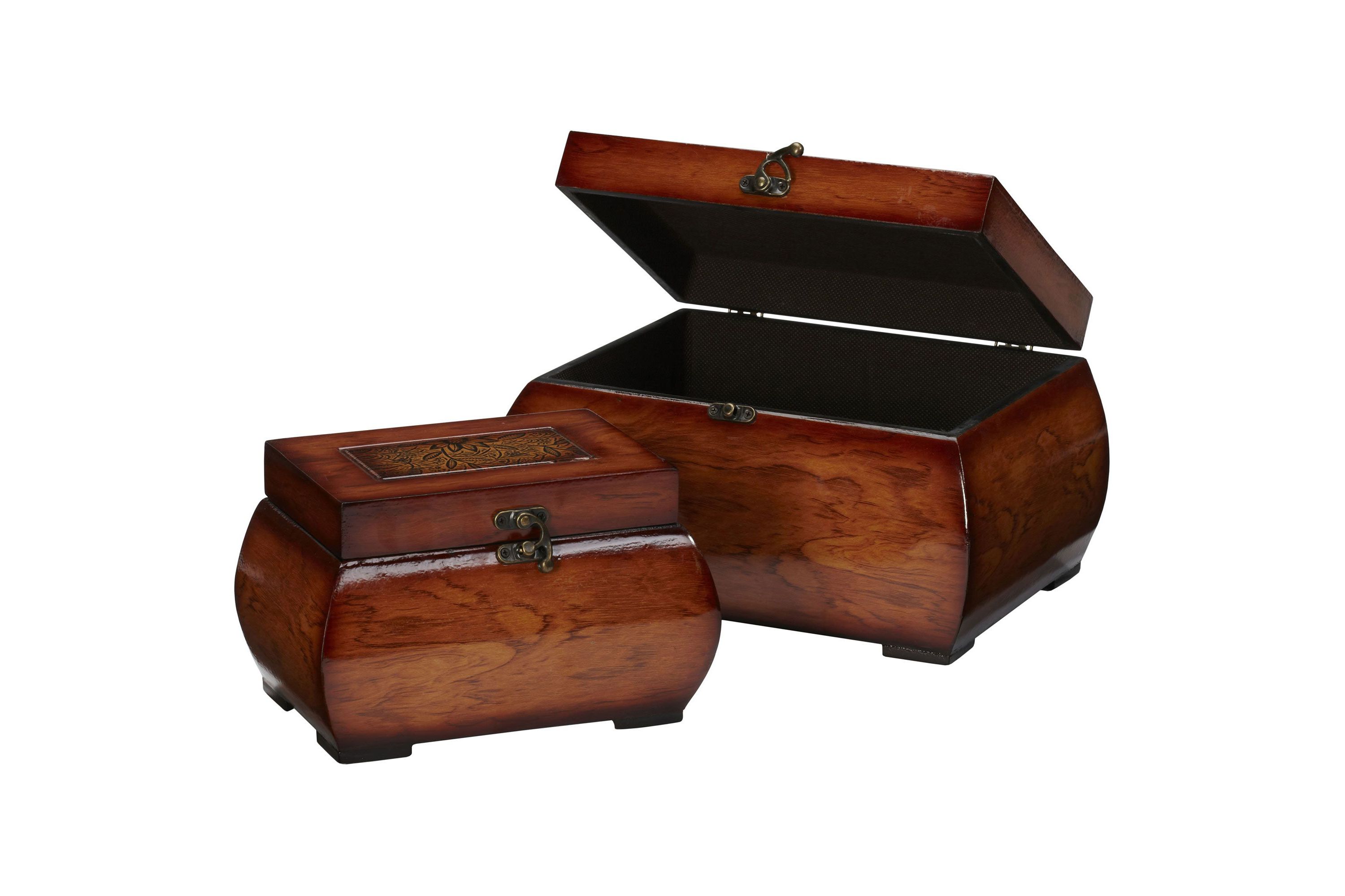 Nearly Natural Decorative Lacquered Wood Chests (Set of 2) | Belk