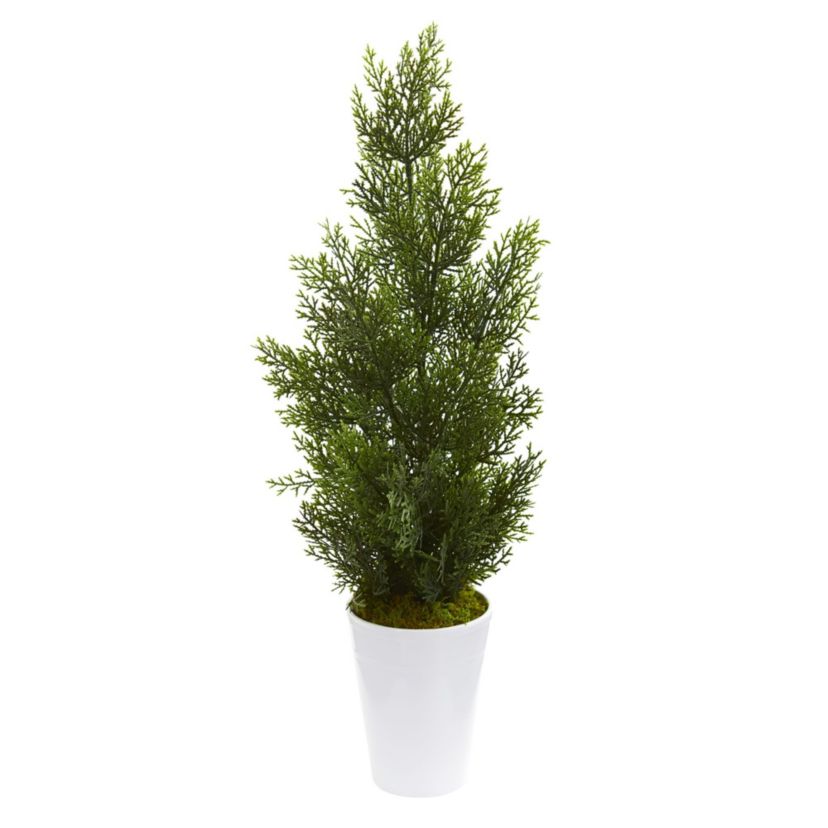 Nearly Natural 27-Inch Mini Cedar Artificial Pine Tree in Decorative ...