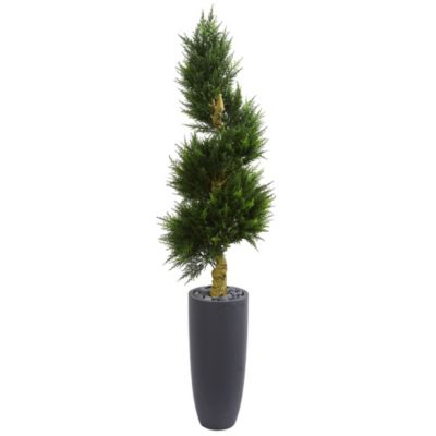Nearly Natural 6-Foot Spiral Cypress Artificial Tree in Cylinder ...