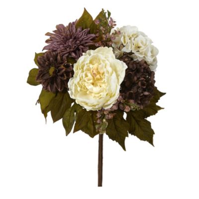 Nearly Natural 16in. Peony, Hydrangea and Dahlia Artificial Flower ...
