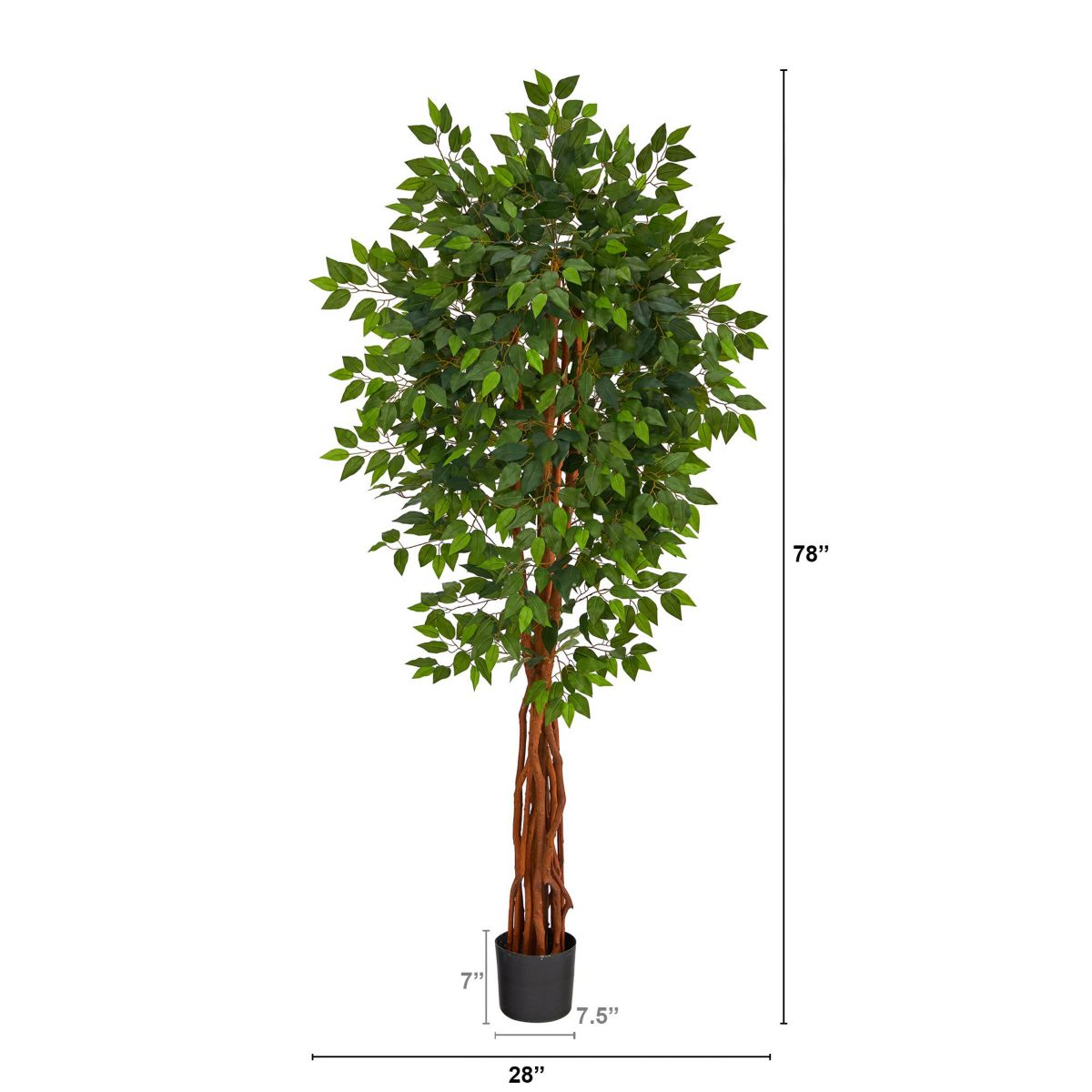 Nearly Natural 6.5-Foot Super Deluxe Ficus Artificial Tree with Natural ...