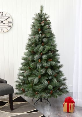 Nearly Natural Snowed French Alps Mountain Pine Christmas Tree with ...