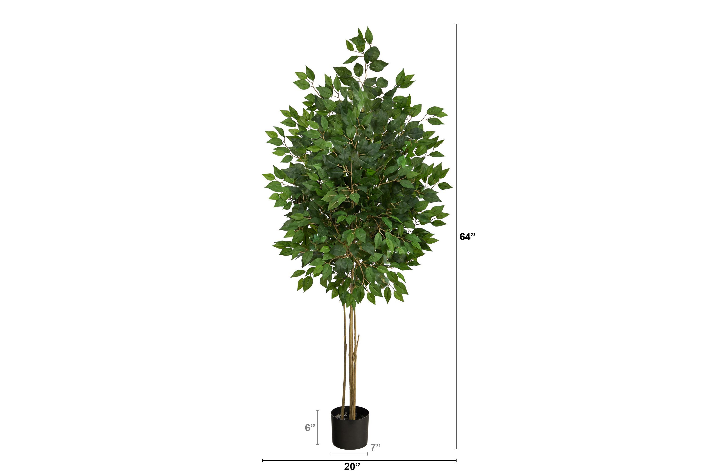 Nearly Natural 64-Inch Ficus Artificial Tree UV Resistant (Indoor ...