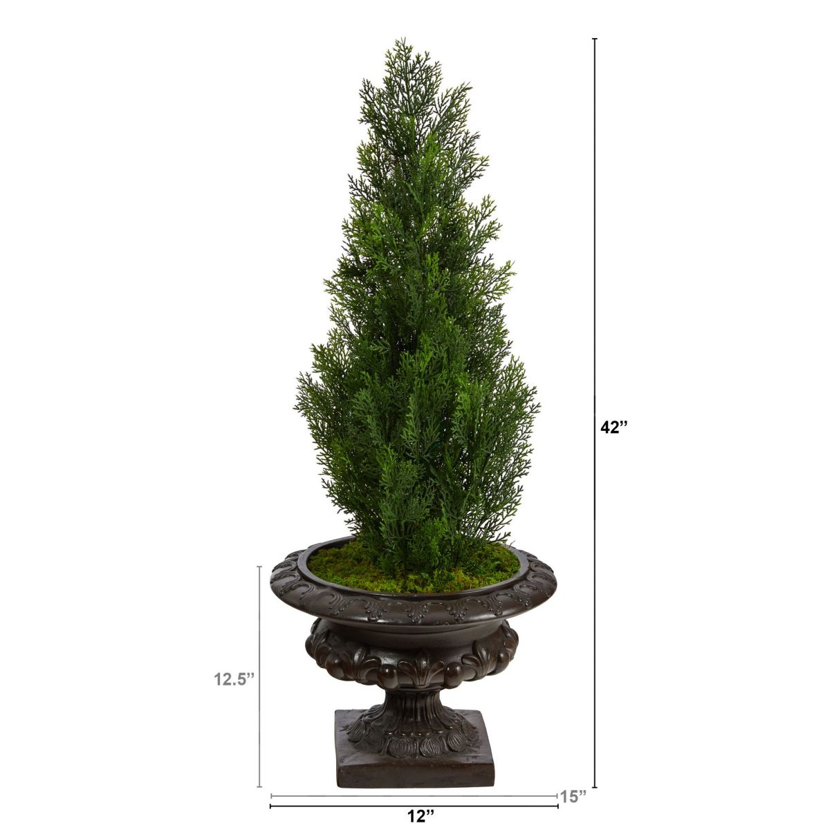 Nearly Natural 3.5-Foot Mini Cedar Artificial Pine Tree in Iron Colored ...