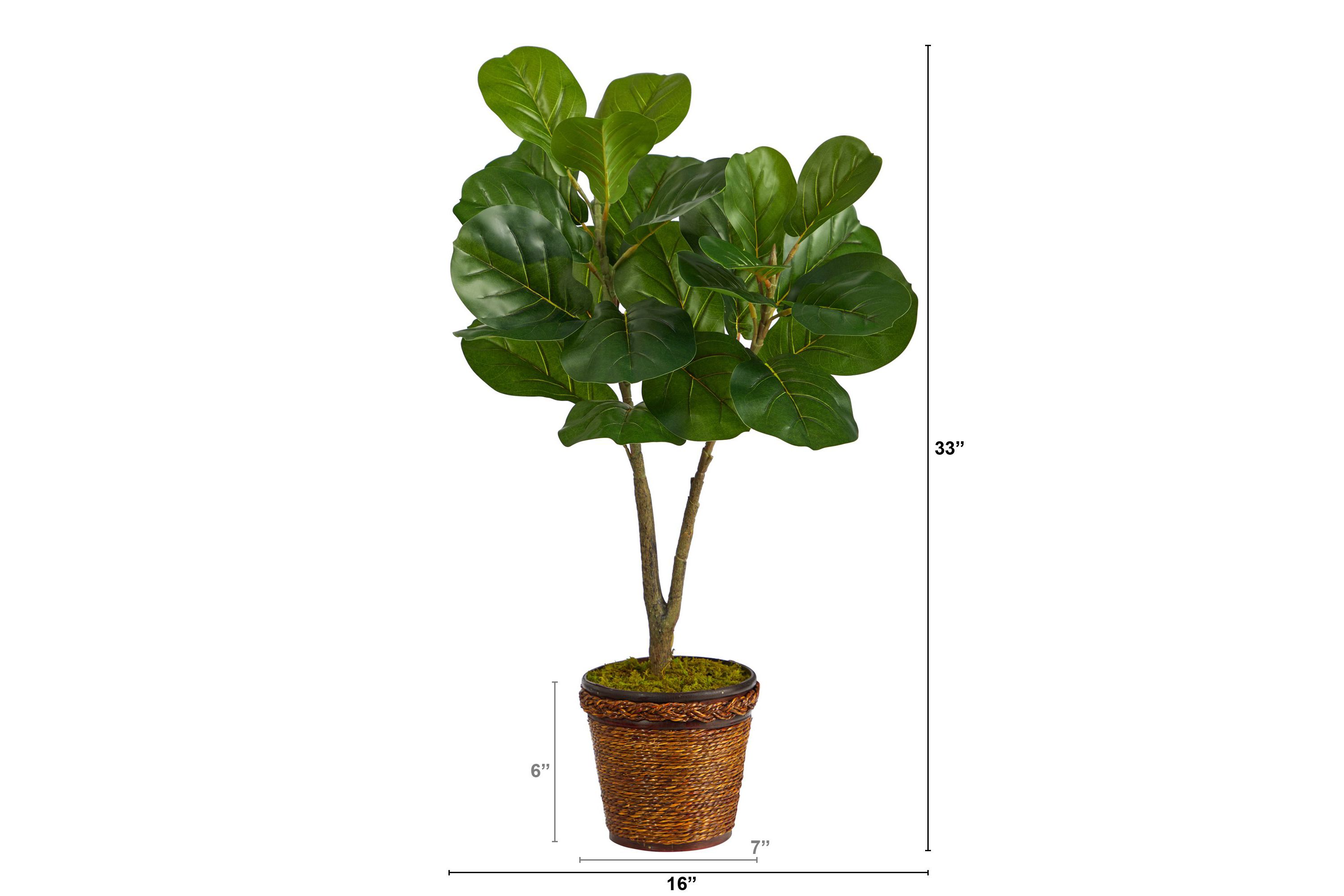 Nearly Natural 33-Inch Fiddle Leaf Fig Artificial Tree in Basket | Belk