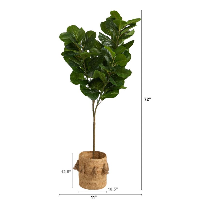 Nearly Natural 6-Foot Fiddle Leaf Fig Artificial Tree in Handmade ...