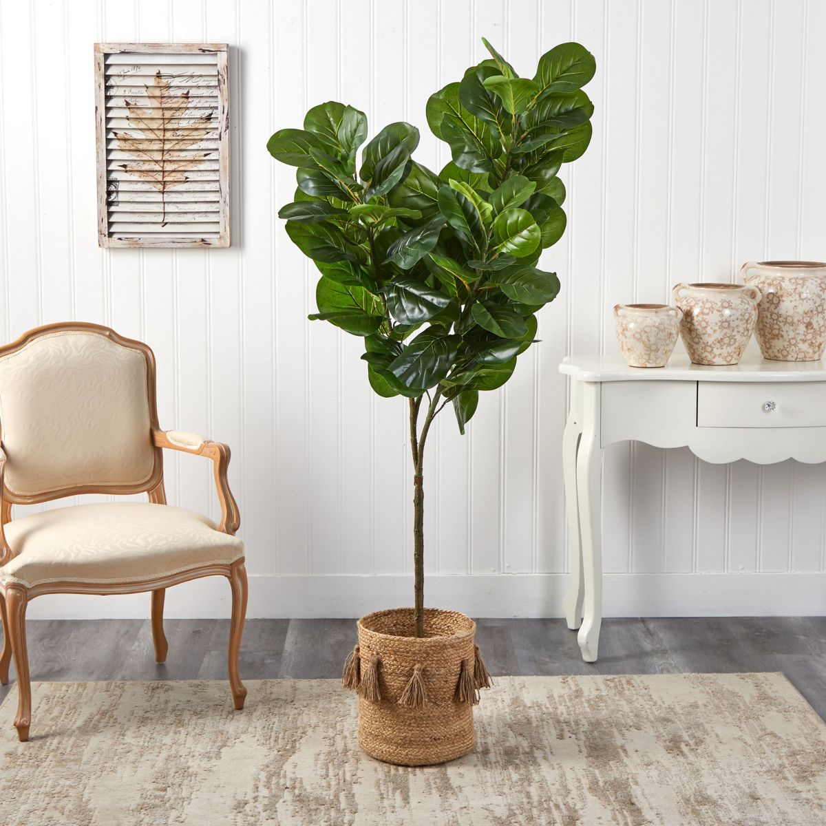 Nearly Natural 6-Foot Fiddle Leaf Fig Artificial Tree in Handmade ...