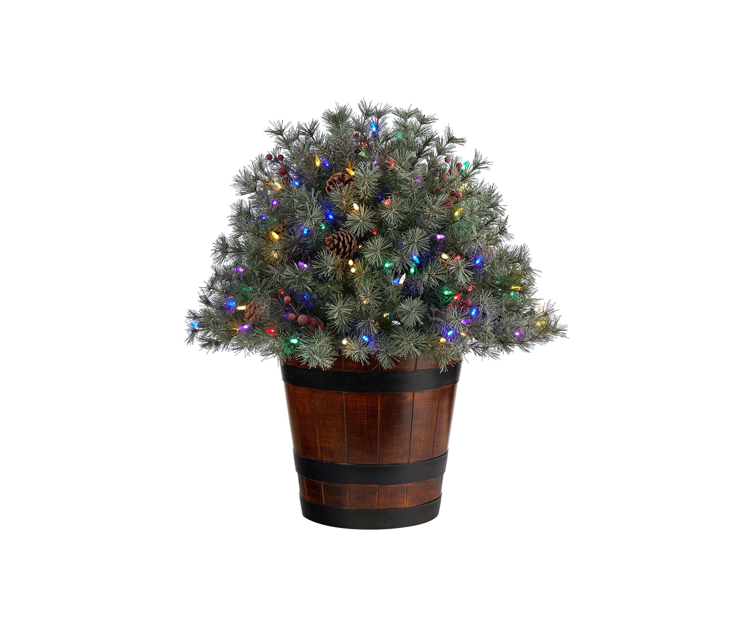 Nearly Natural 26-Inch Flocked Artificial Christmas Shrub with ...