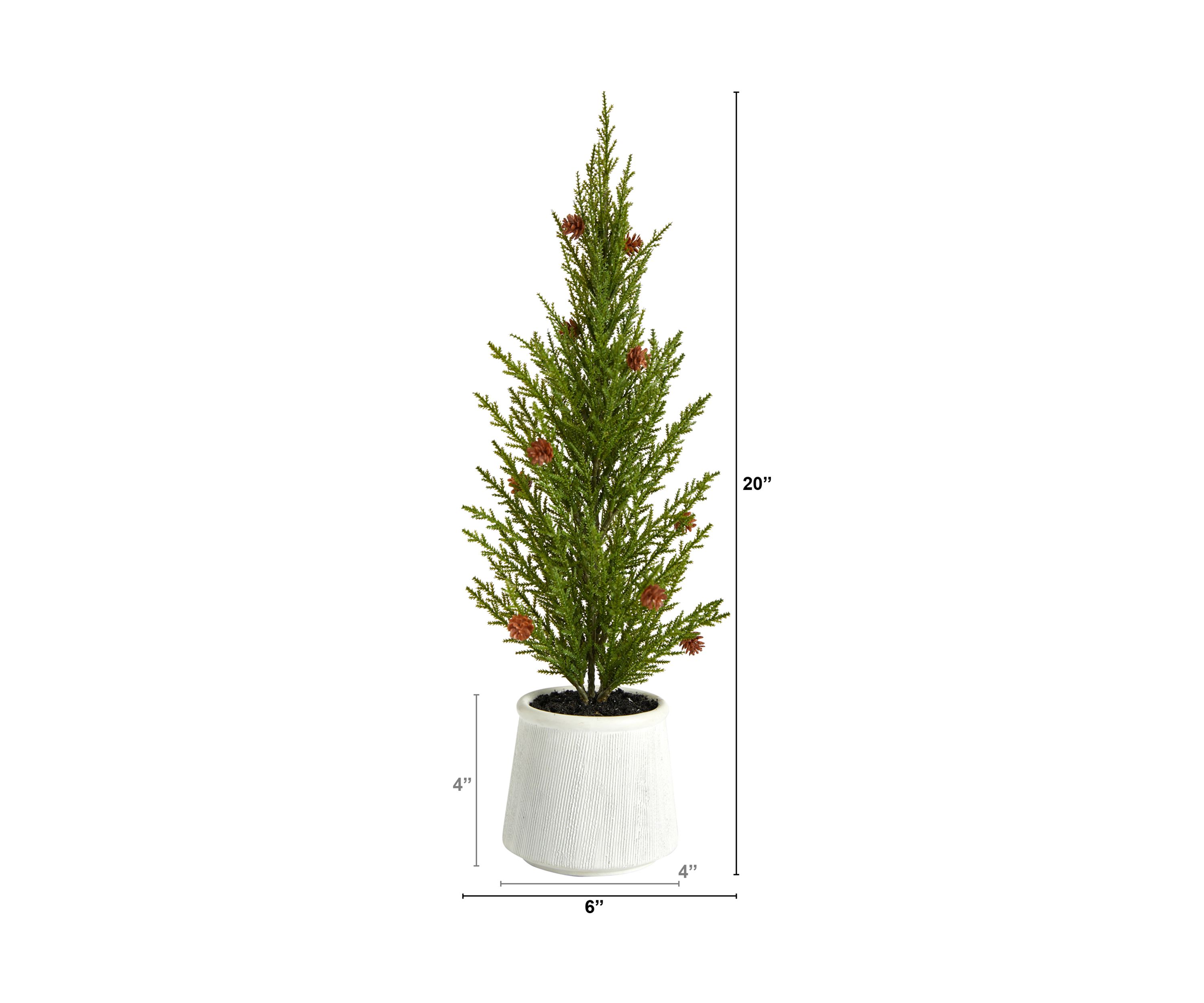 Nearly Natural 20 Inch Cedar Pine Natural Look Artificial Tree with ...