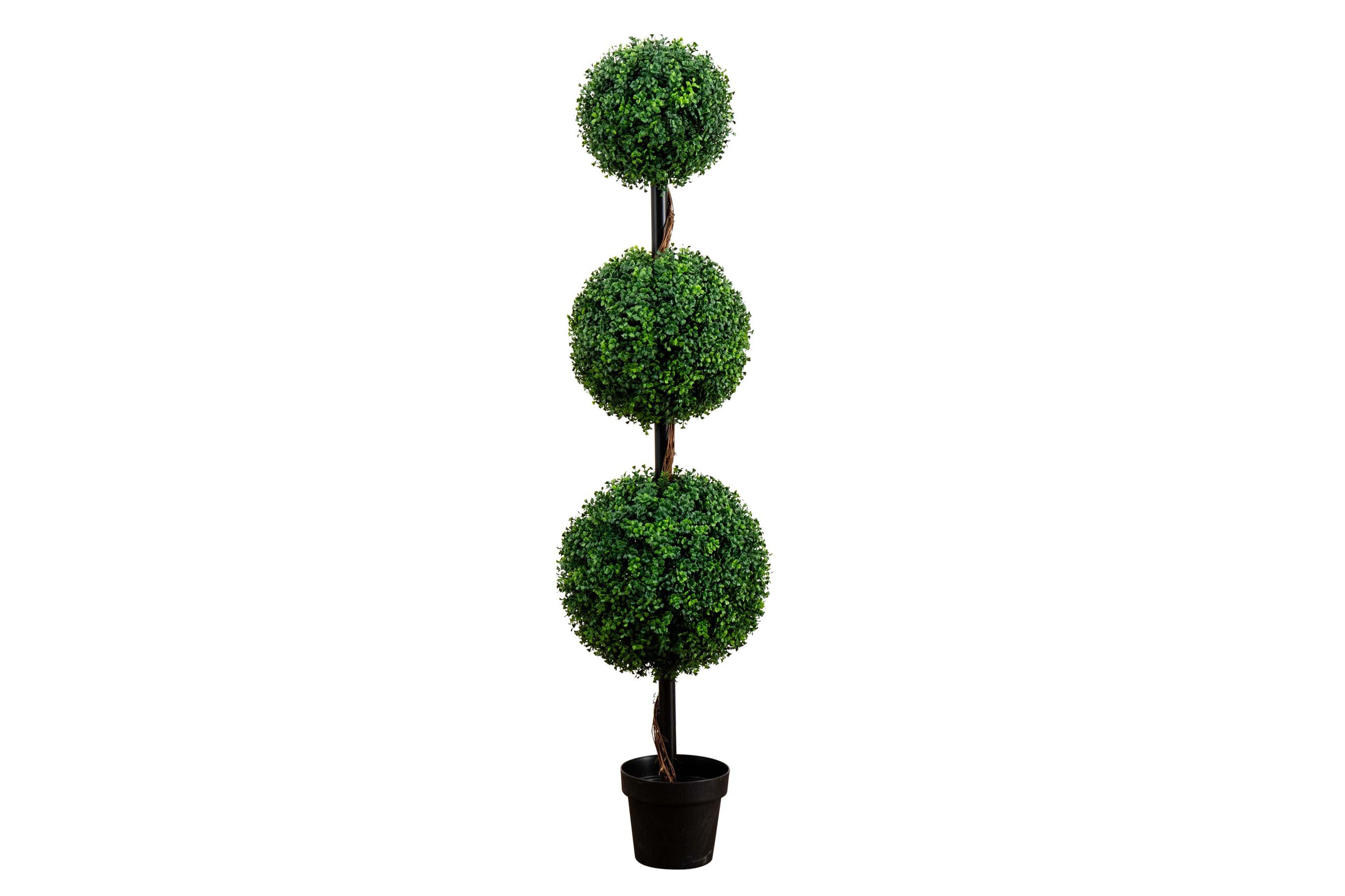 Nearly Natural 5ft. Artificial Triple Ball Boxwood Topiary Tree (Indoor ...