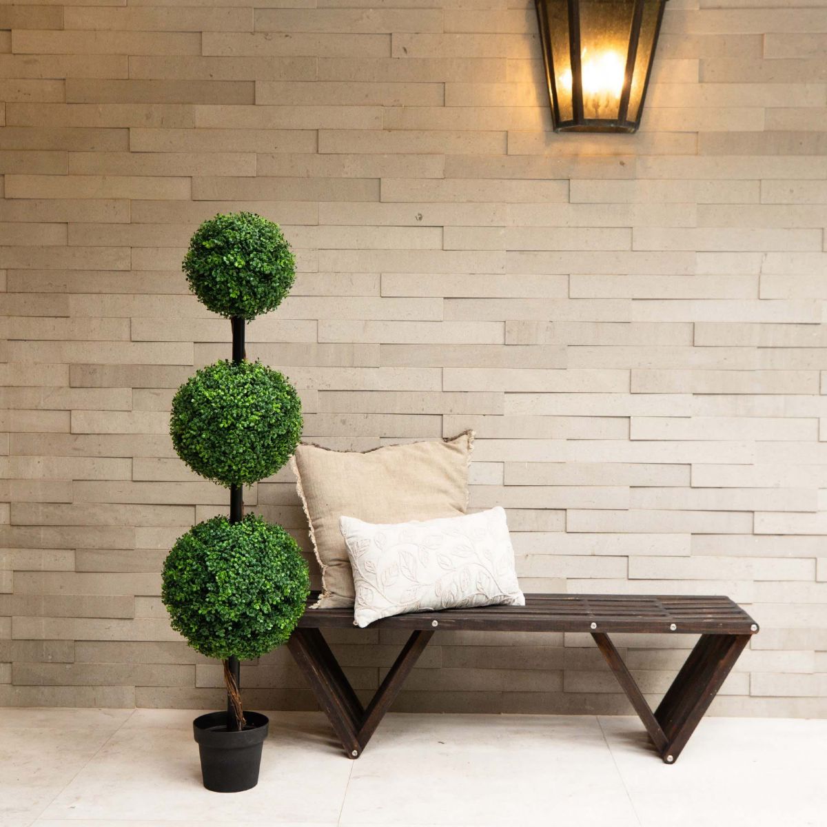 Nearly Natural 5ft. Artificial Triple Ball Boxwood Topiary Tree (Indoor ...