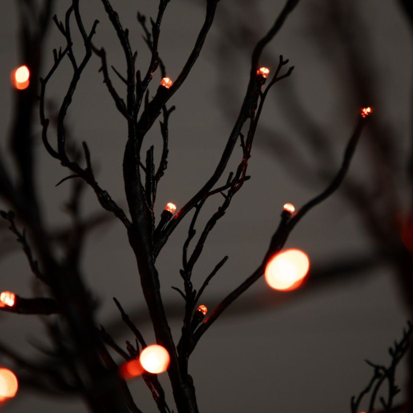 Nearly Natural 6ft. Pre-Lit Halloween Black Twig Artificial Fall Tree ...
