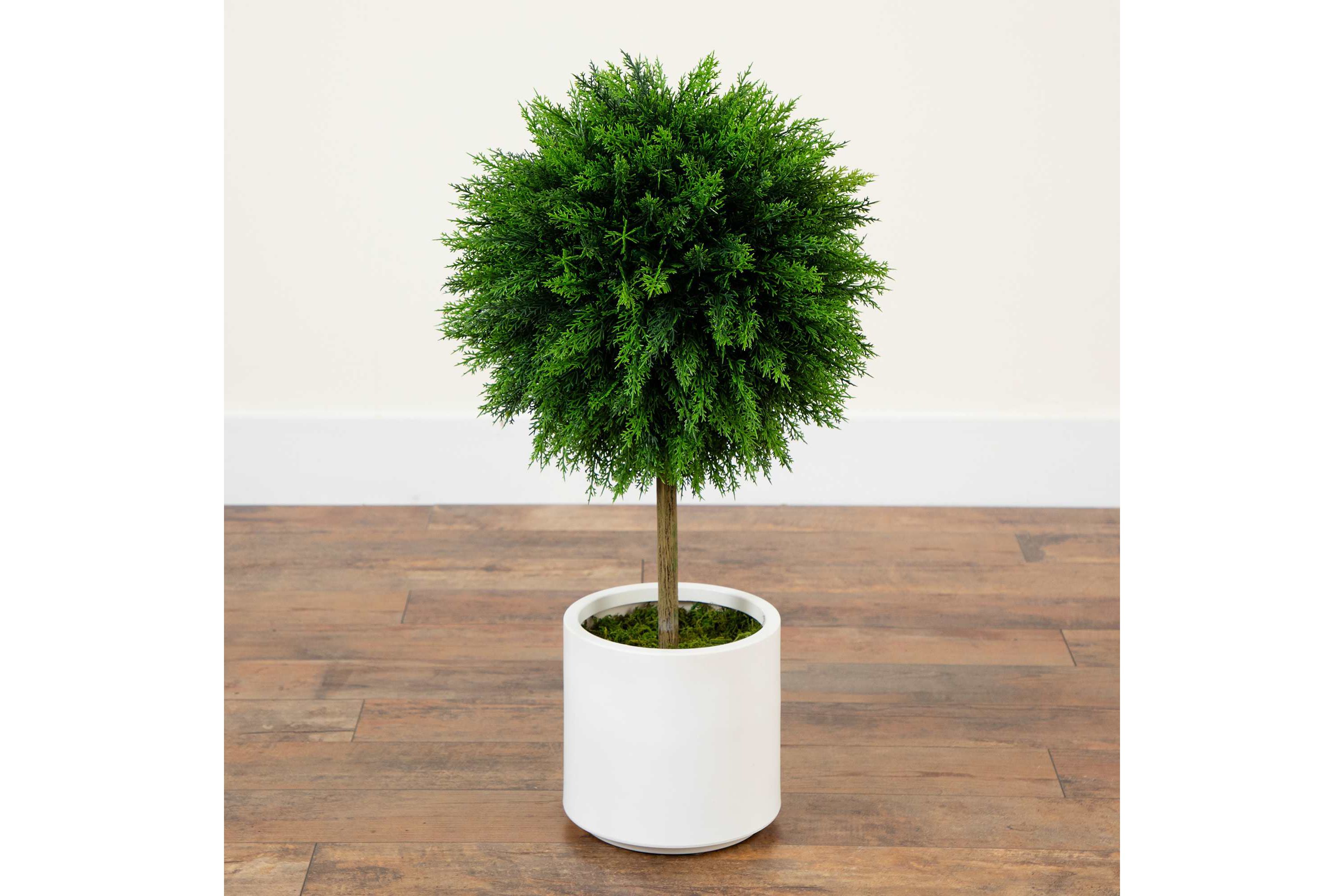Nearly Natural 2.5-Foot UV Resistant Artificial Cedar Ball Topiary Tree ...
