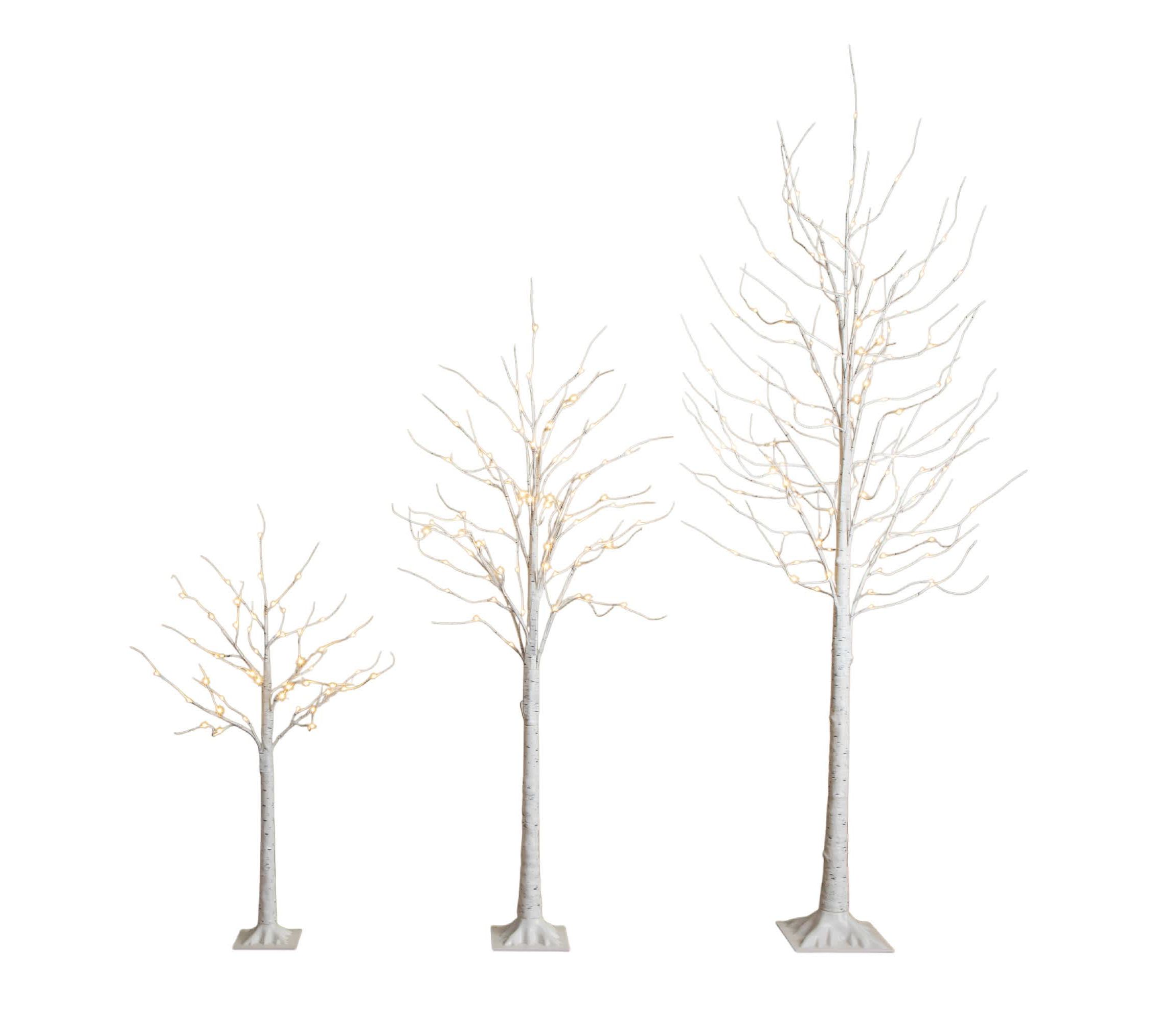 Nearly Natural 4-Foot 6-Foot 8-Foot Pre-Lit Artificial White Birch ...