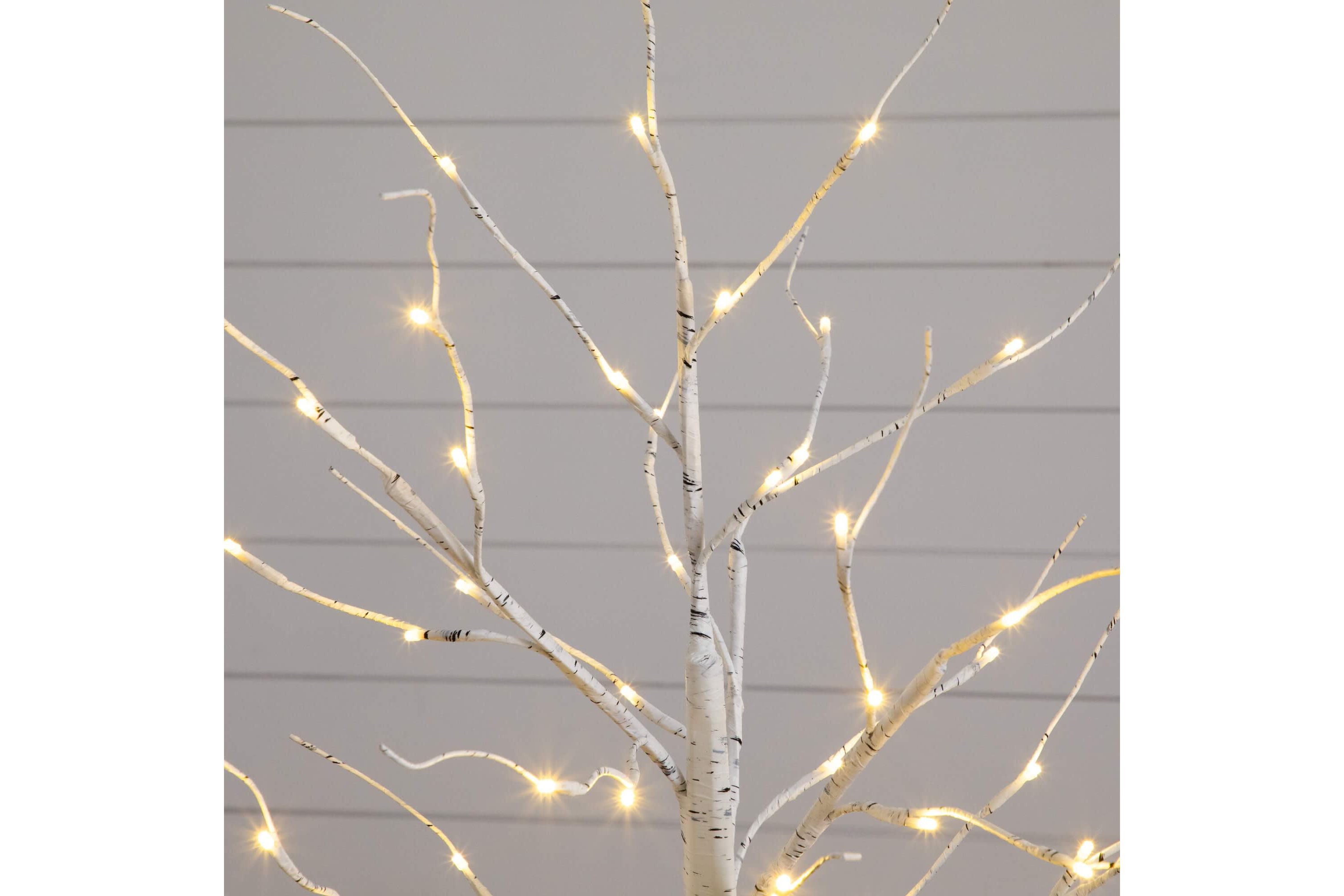 Nearly Natural 4-Foot 6-Foot 8-Foot Pre-Lit Artificial White Birch ...