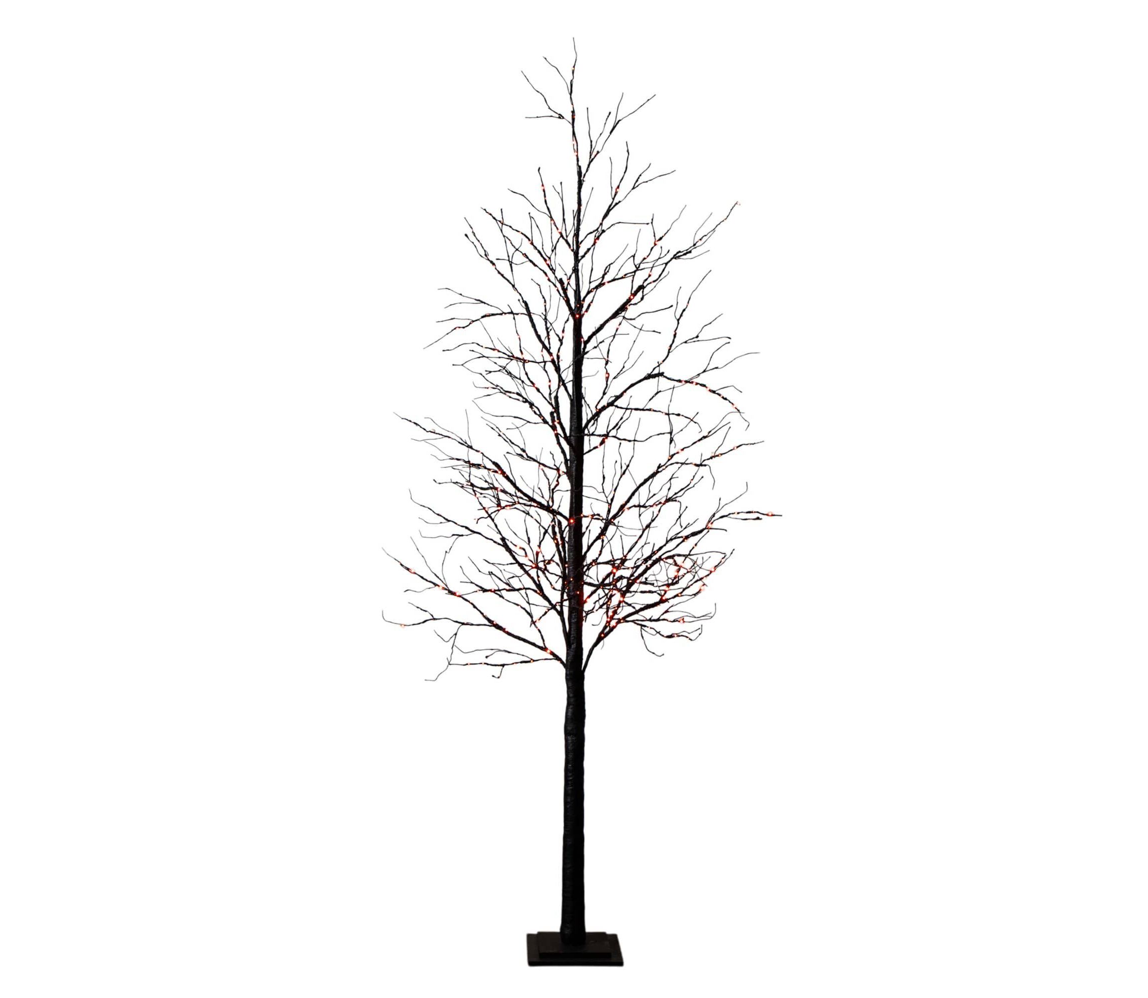 Nearly Natural 8-Foot Pre-Lit Halloween Black Twig Artificial Tree with ...