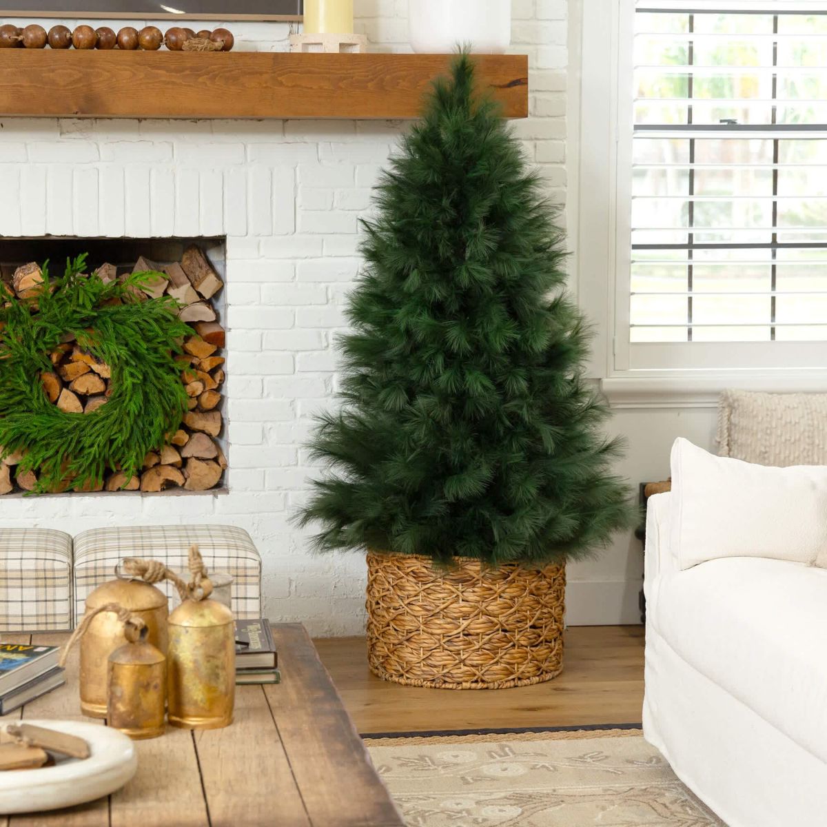 Nearly Natural 6-Foot Artificial Green Pampas Grass Christmas Tree | Belk