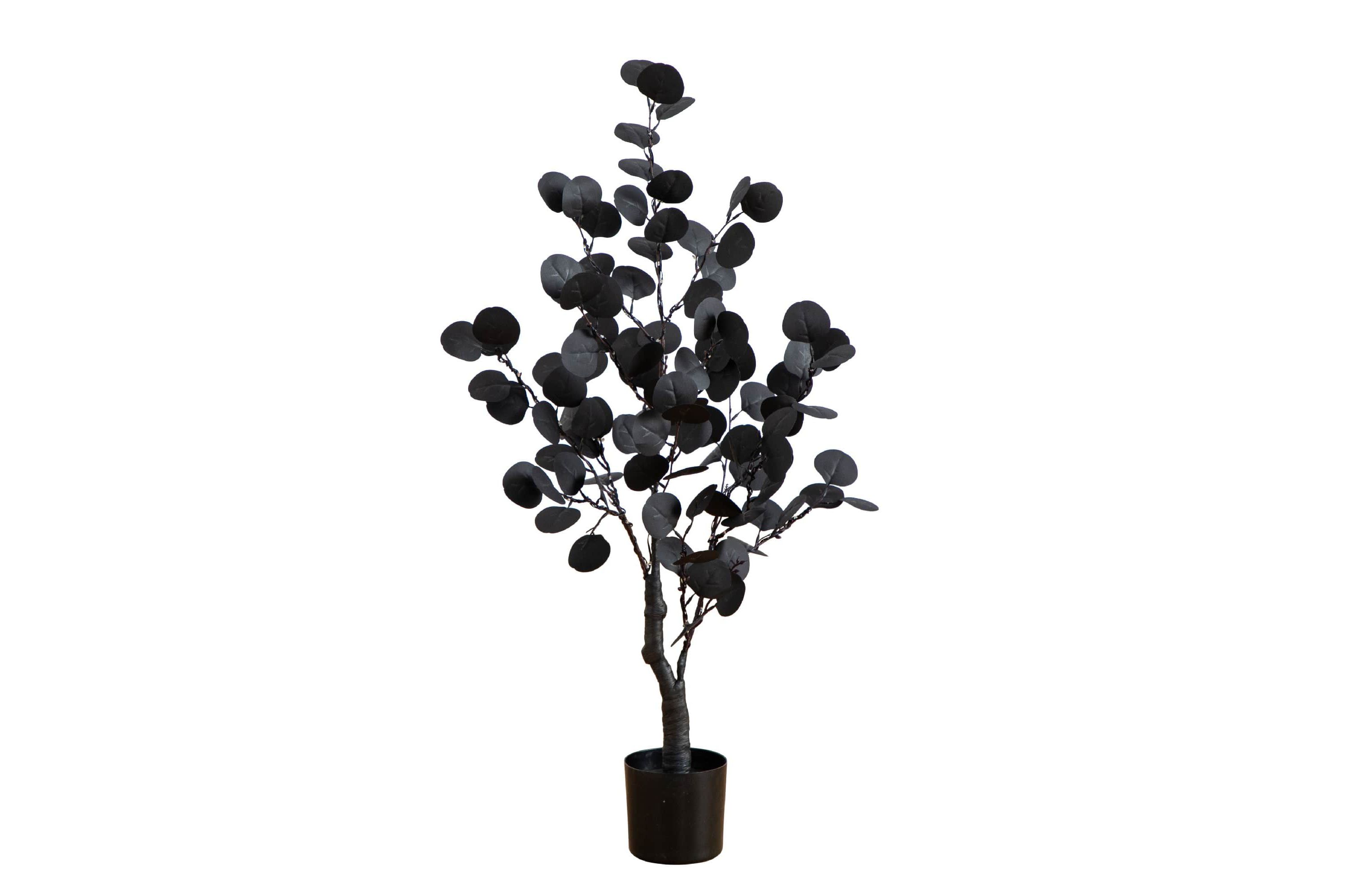 Nearly Natural 3-Foot Pre-Lit Artificial Halloween Black Eucalyptus ...