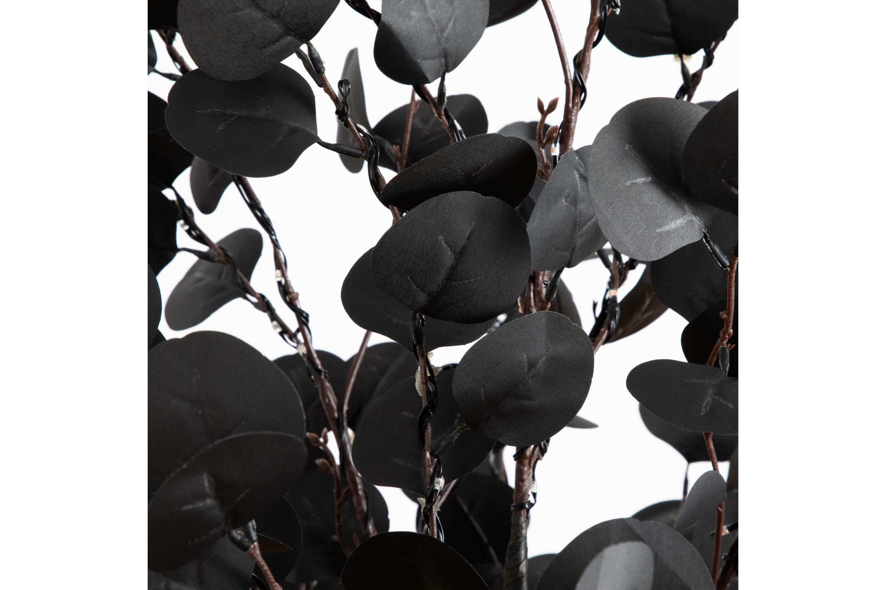 Nearly Natural 6-Foot Pre-Lit Artificial Halloween Black Eucalyptus ...