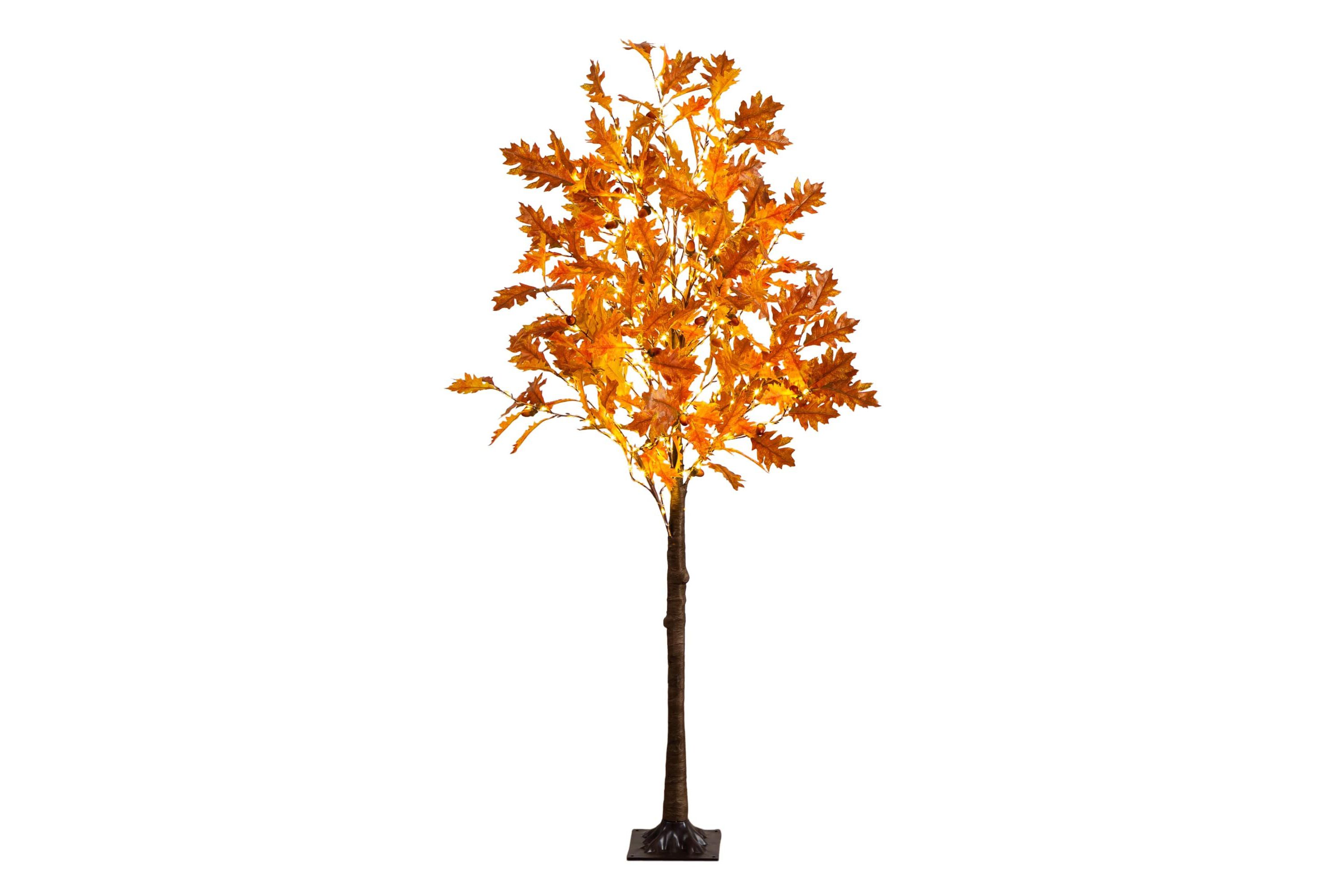 Nearly Natural 5-Foot Pre-Lit Burnt Orange Autumn Maple Artificial Fall ...