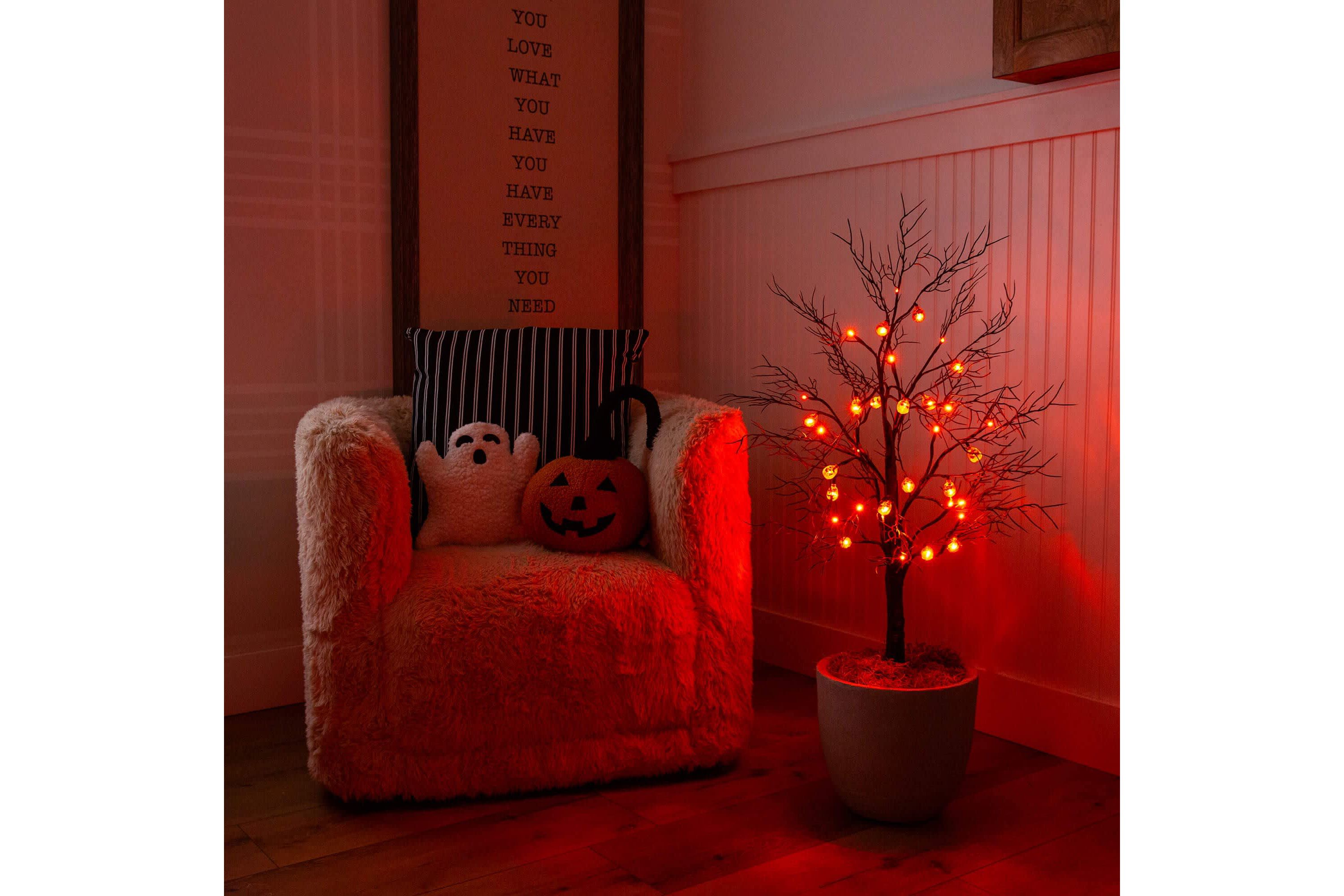 Nearly Natural 3-Foot Pre-Lit Artificial Halloween Black Twig Tree with ...