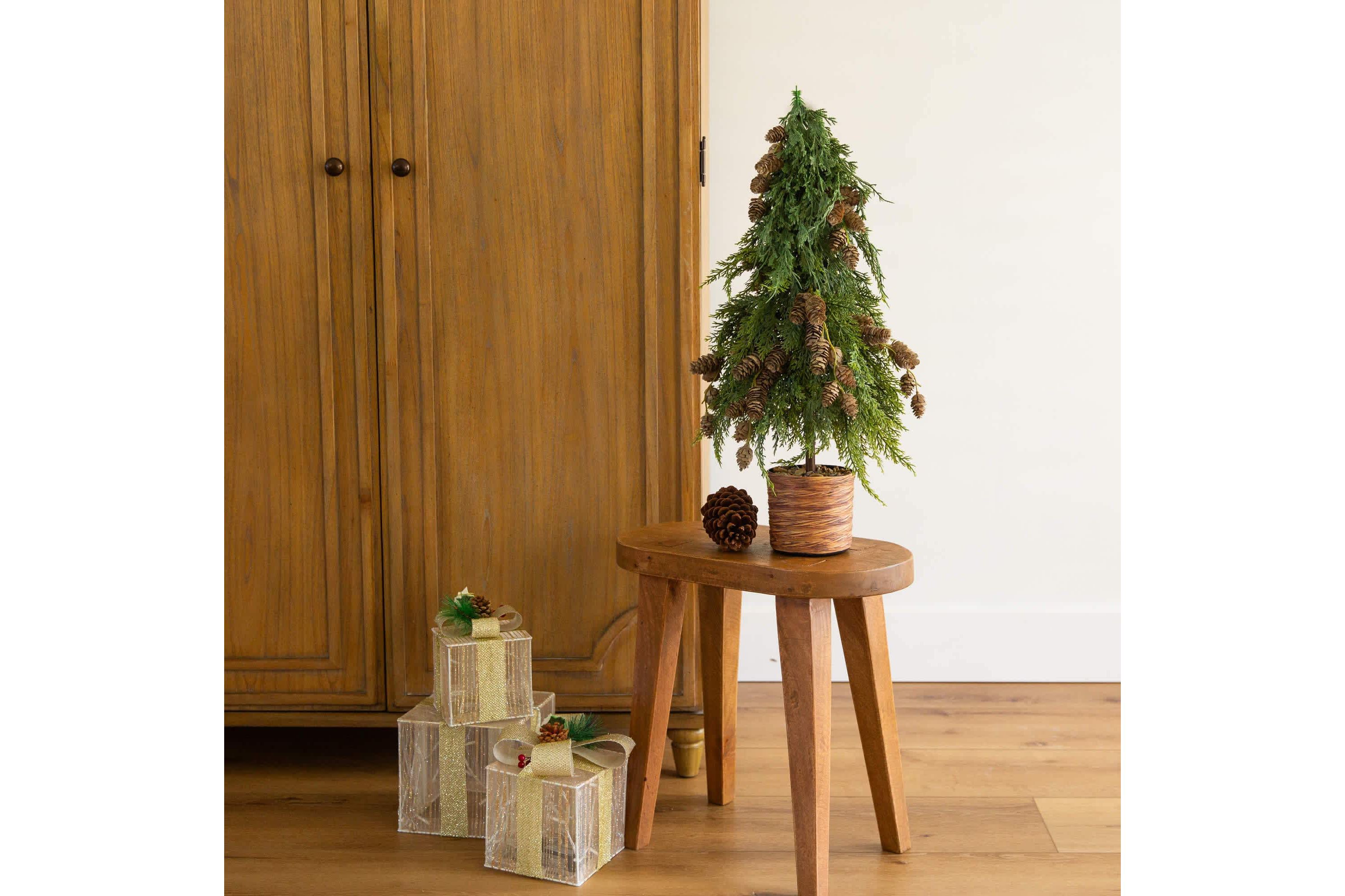 Nearly Natural 2-Foot Artificial Down Swept Cedar Christmas Tree with ...