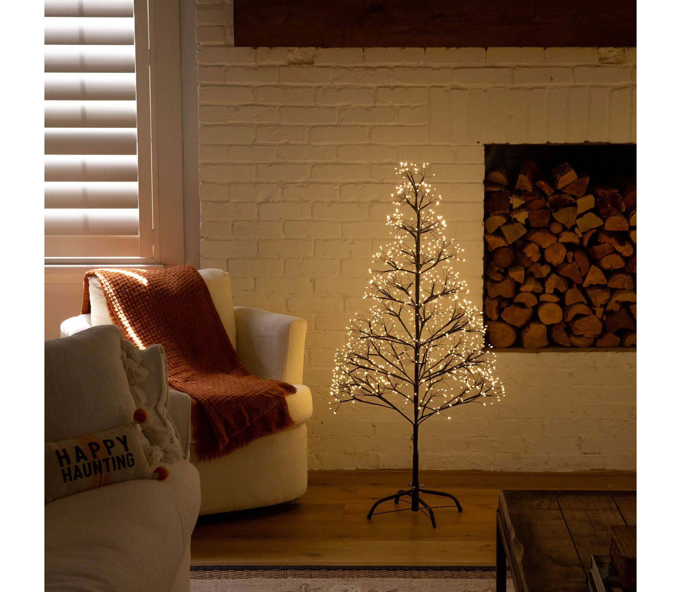 Nearly Natural 4-Foot Pre-Lit Artificial Halloween Black Starburst Tree ...